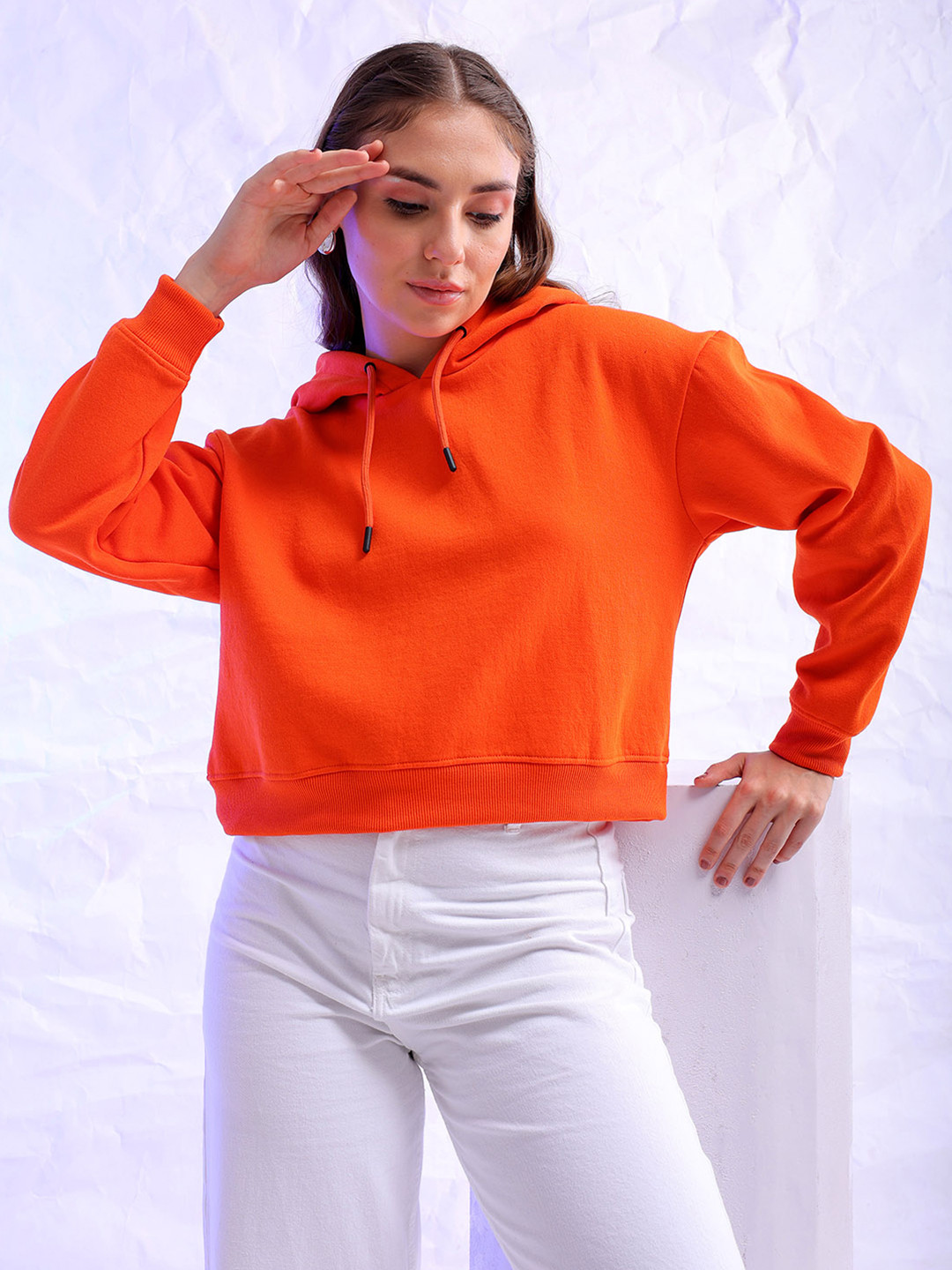 Buy Freehand By The Indian Garage Co Women Orange Hooded Sweatshirt ...