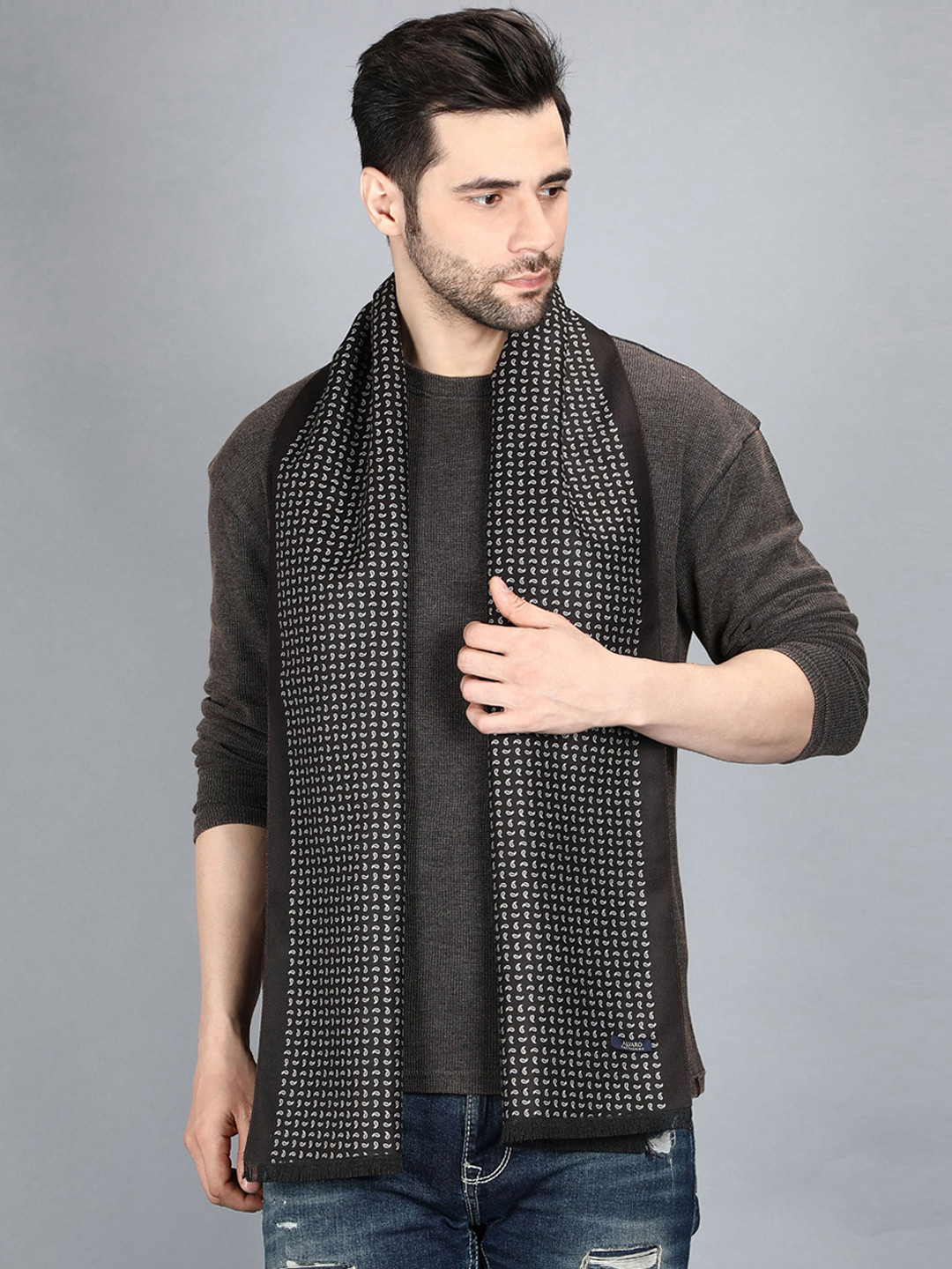 Buy Alvaro Castagnino Men Black & White Printed Muffler - Mufflers for ...