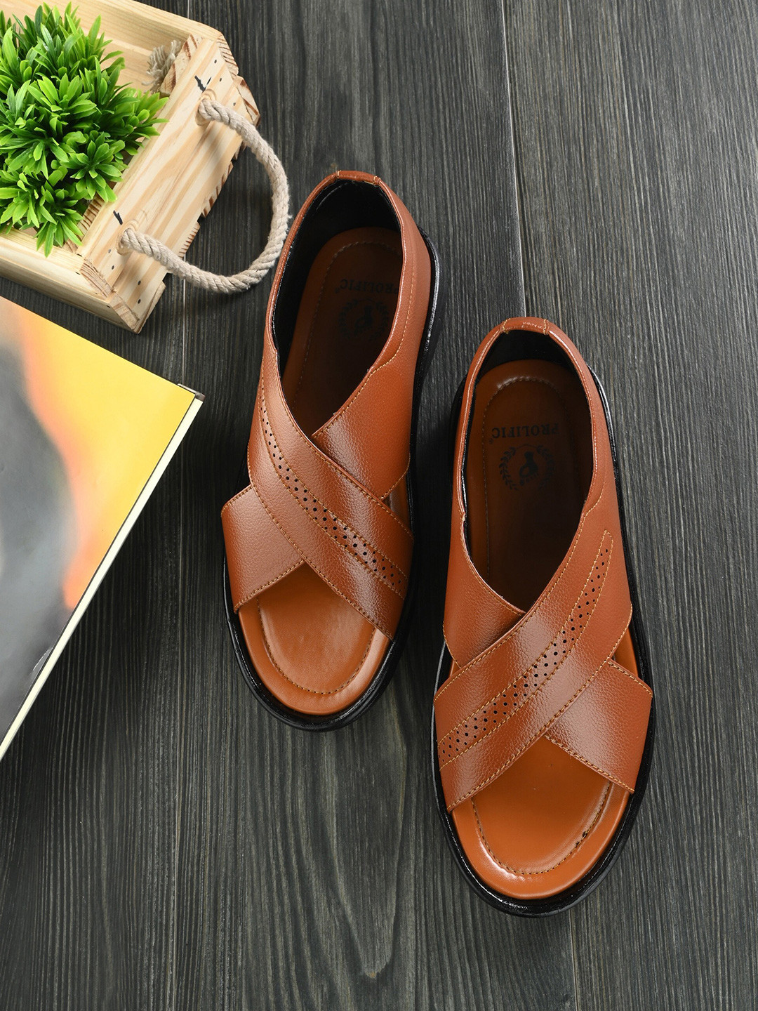 Buy Prolific Men Tan Comfort Sandals - Sandals for Men 21012548 | Myntra