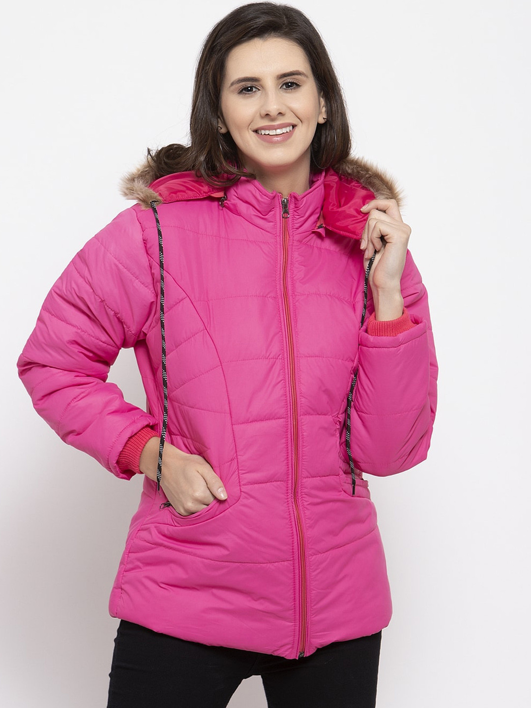 Buy VOXATI Women Pink Longline Parka Jacket - Jackets for Women ...
