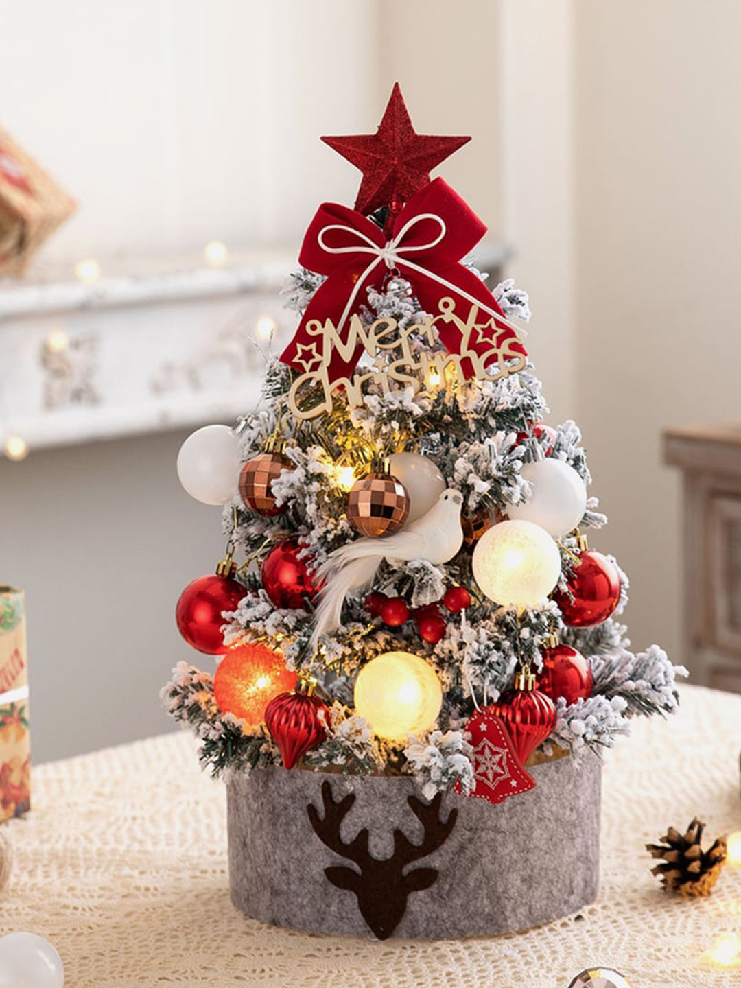 Buy Little Surprise Box LLP Red & Gold Toned Mini Christmas Tree Set ...