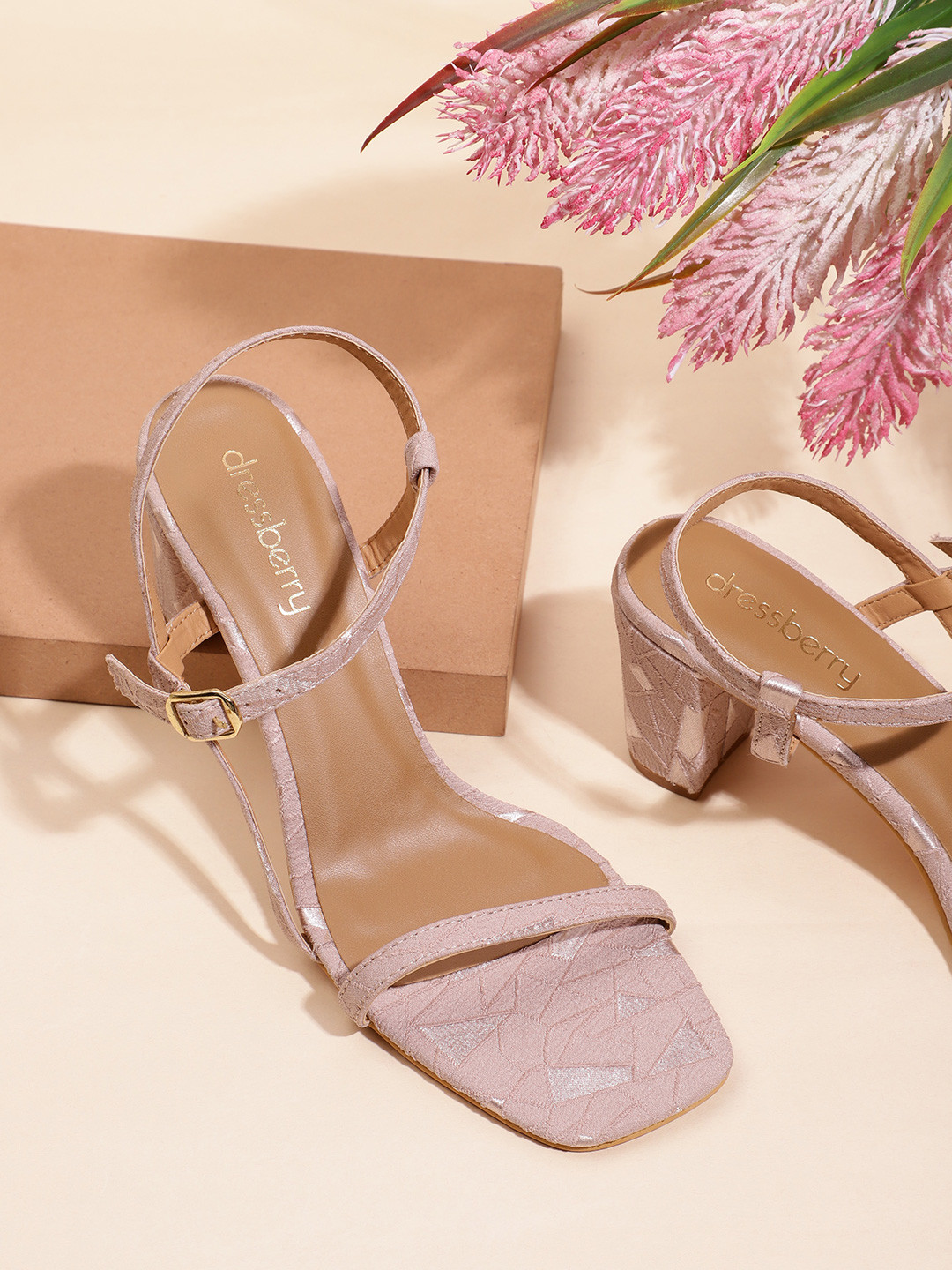 Buy DressBerry Geometric Textured Block Sandals - Heels for Women ...