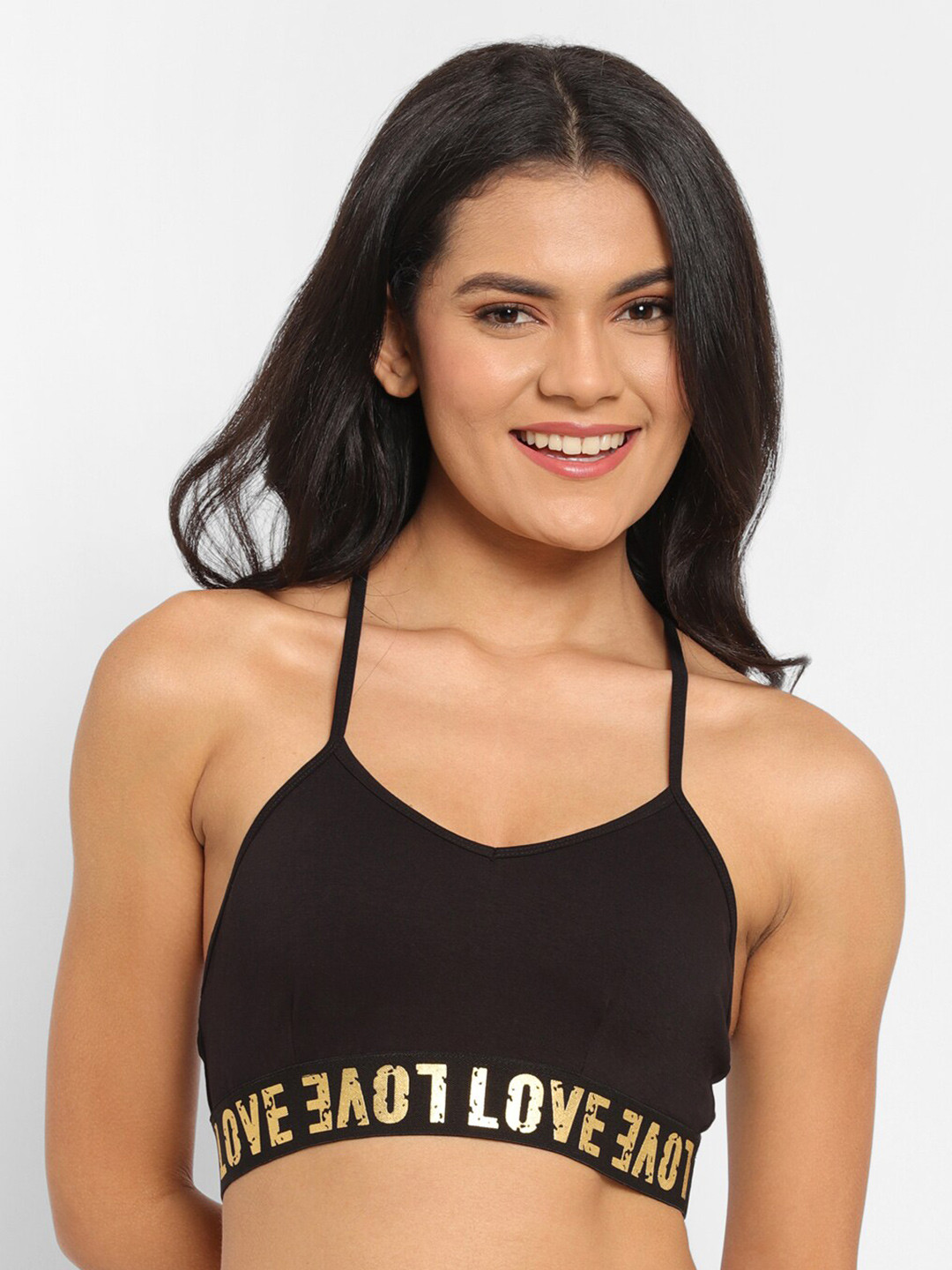 Buy N Gal Black & Gold Toned Bralette Bra - Bra for Women 21025124 | Myntra