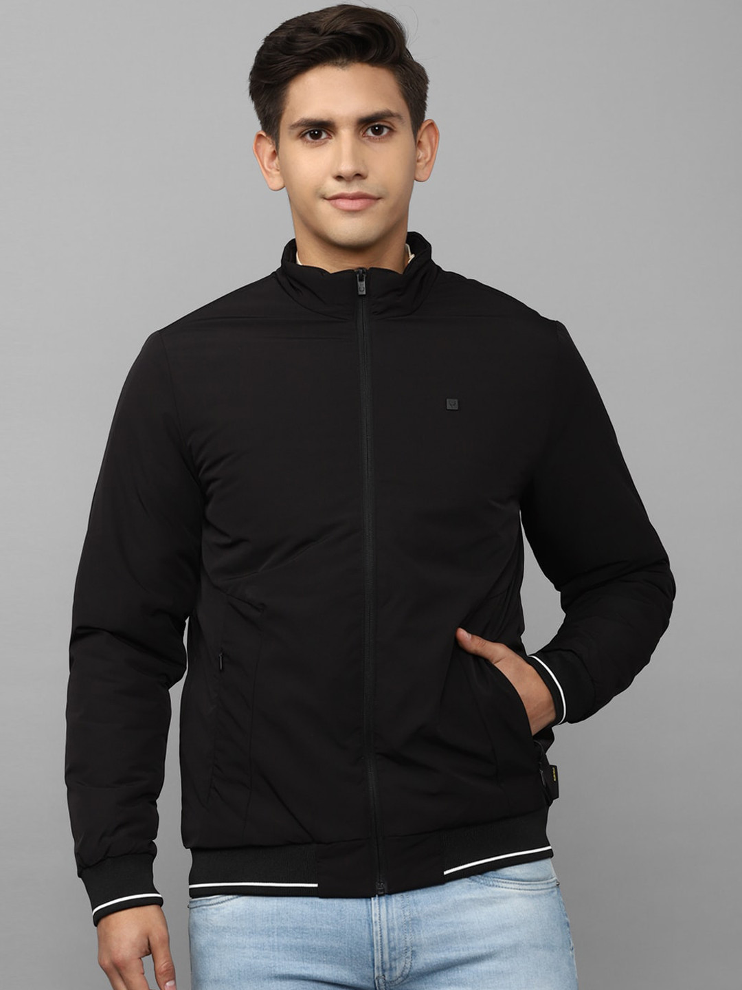 Buy Allen Solly Men Black Cotton Bomber Jacket - Jackets for Men ...