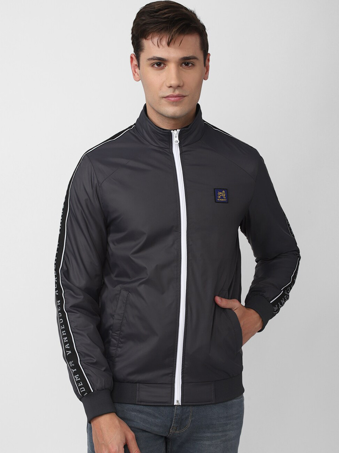 Buy Van Heusen ACADEMY Men Solid Bomber Jacket - Jackets for Men ...