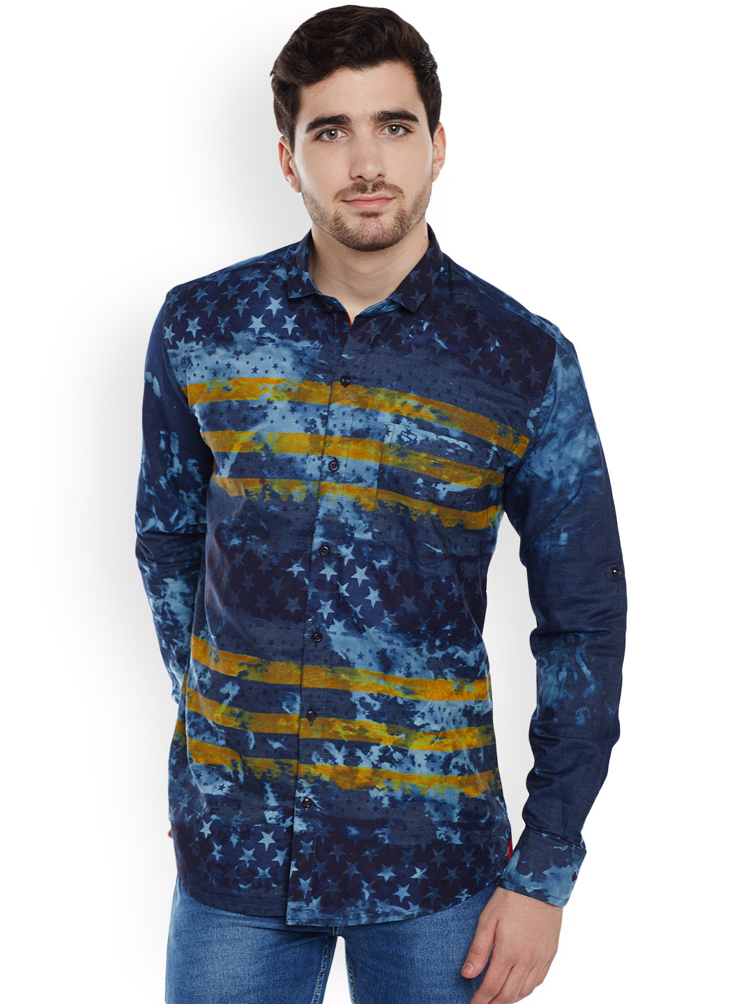 Buy Duke Men Blue Slim Fit Printed Casual Shirt - Shirts for Men ...