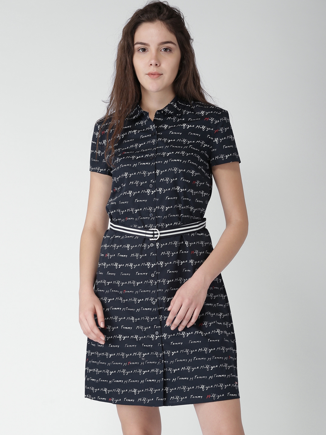 Buy Tommy Hilfiger Women Navy Printed Shirt Dress Dresses For Women