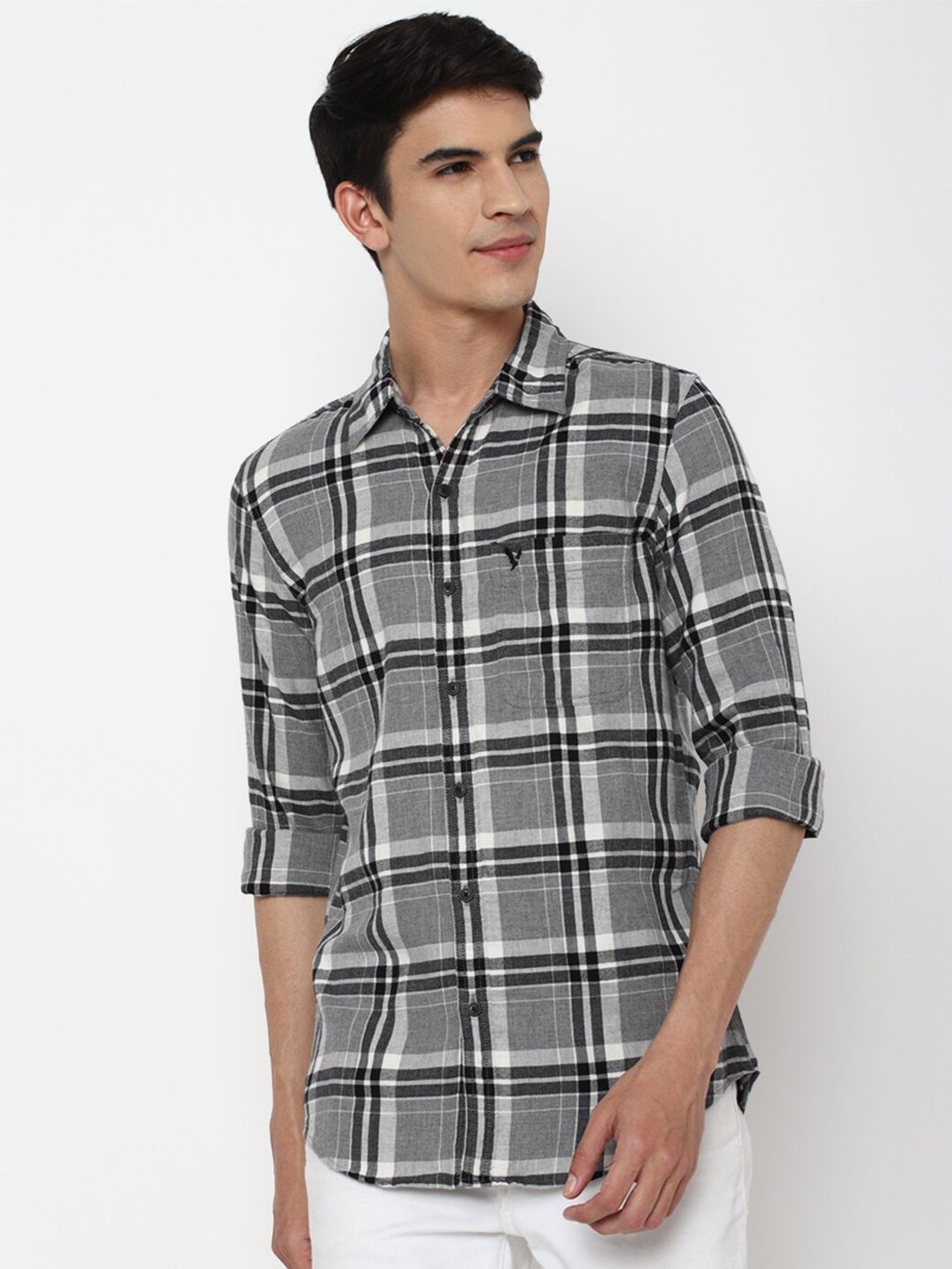 Buy American Eagle Outfitters Men Slim Fit Tartan Checked Pure Cotton