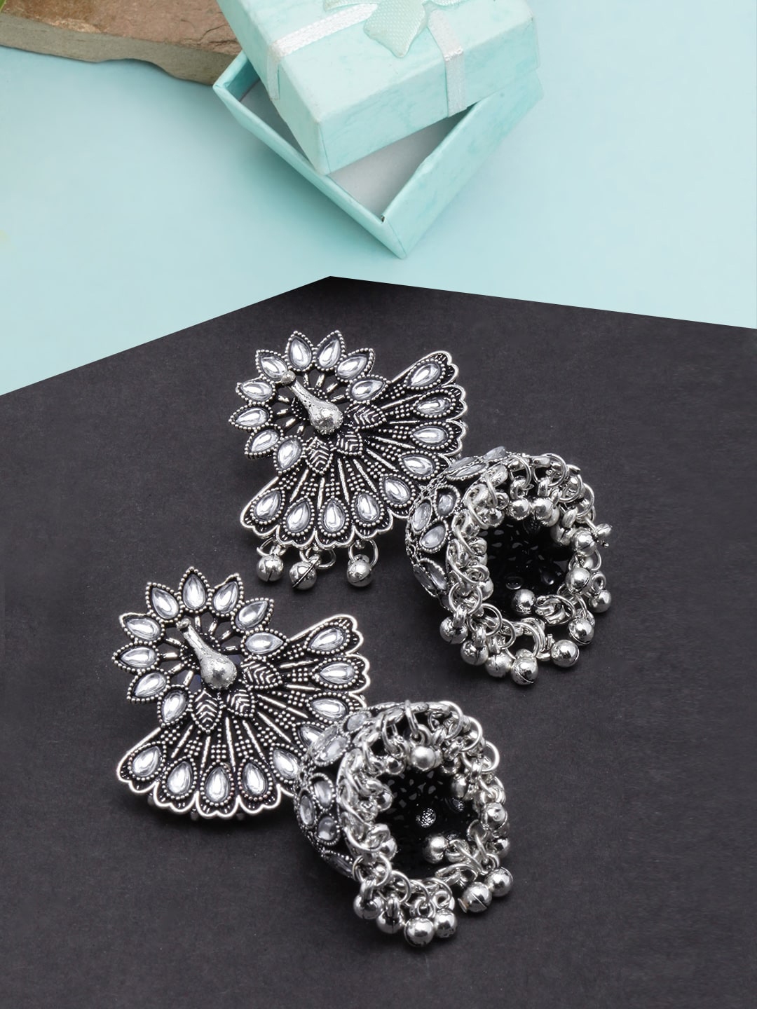 Buy DIVA WALK Silver Plated Dome Shaped Jhumkas - Earrings for Women ... Buy DIVA WALK Silver Plated Dome Shaped Jhumkas - Earrings for Women ...
