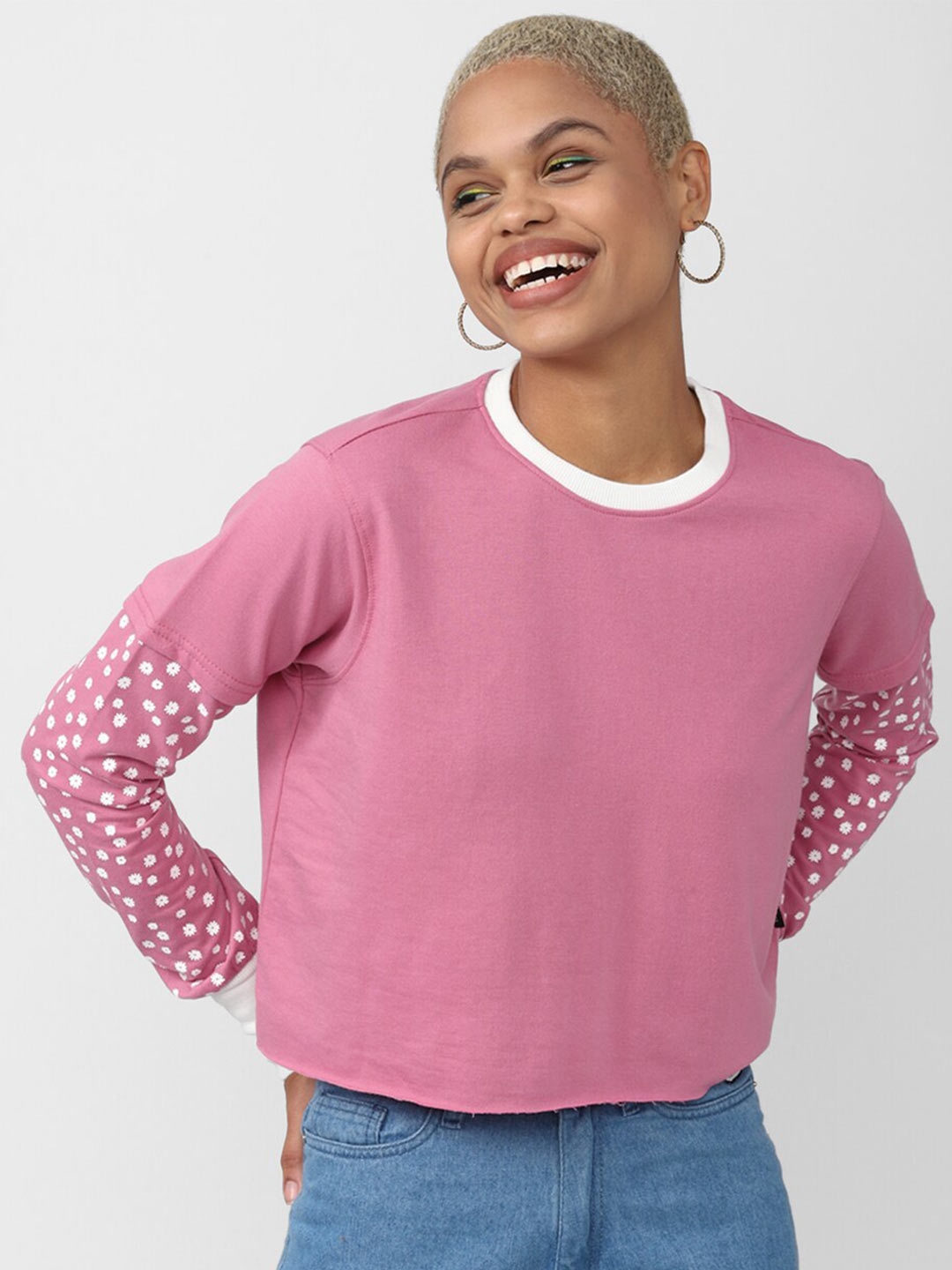 Buy Forever 21 Floral Printed Long Sleeves Crop Top Tops For Women