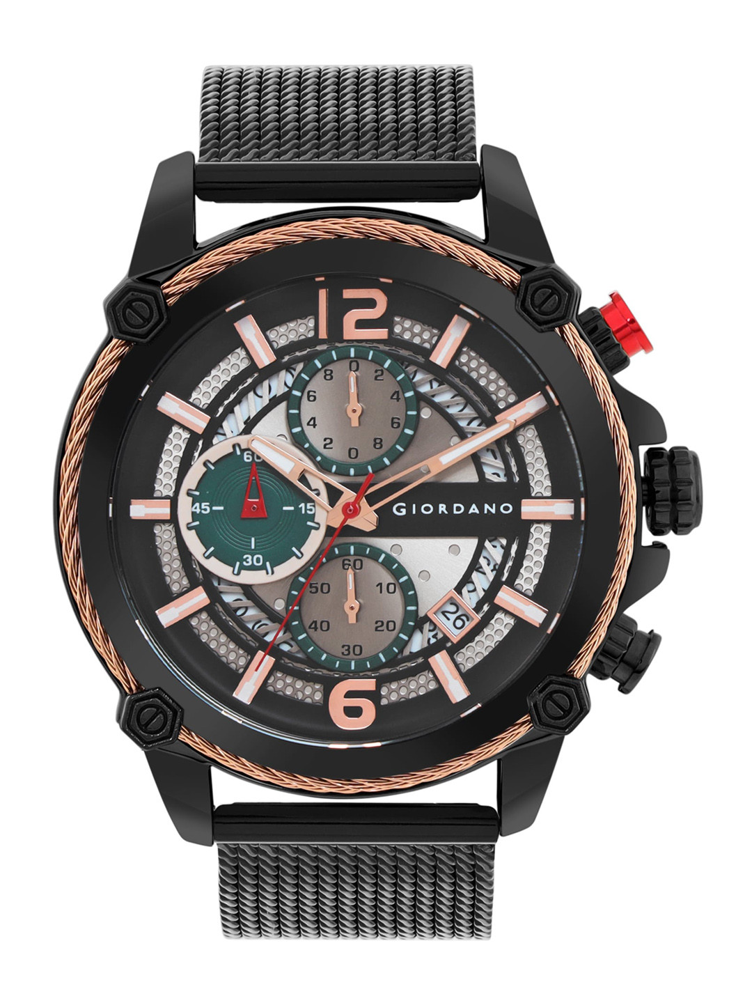 Buy GIORDANO Men Black Dial & Textured Straps Analogue Watch GZ 50039 ...