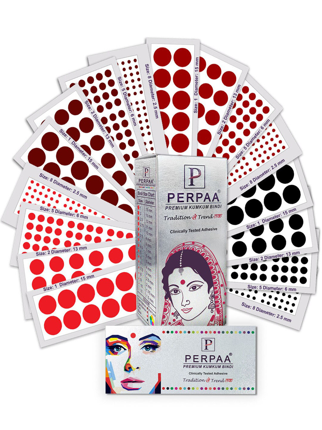 Buy PERPAA Premium Kumkum Set Of 16 Velvet Sticker Kumkum Bindi Box Red ...
