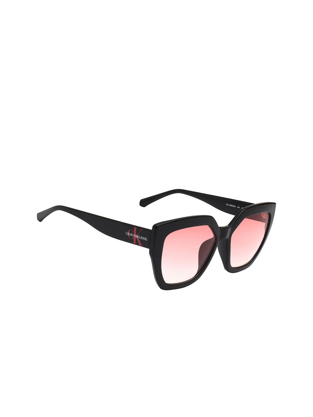 Buy Calvin Klein Women Pink Lens & Black Rectangle Sunglasses With UV ...
