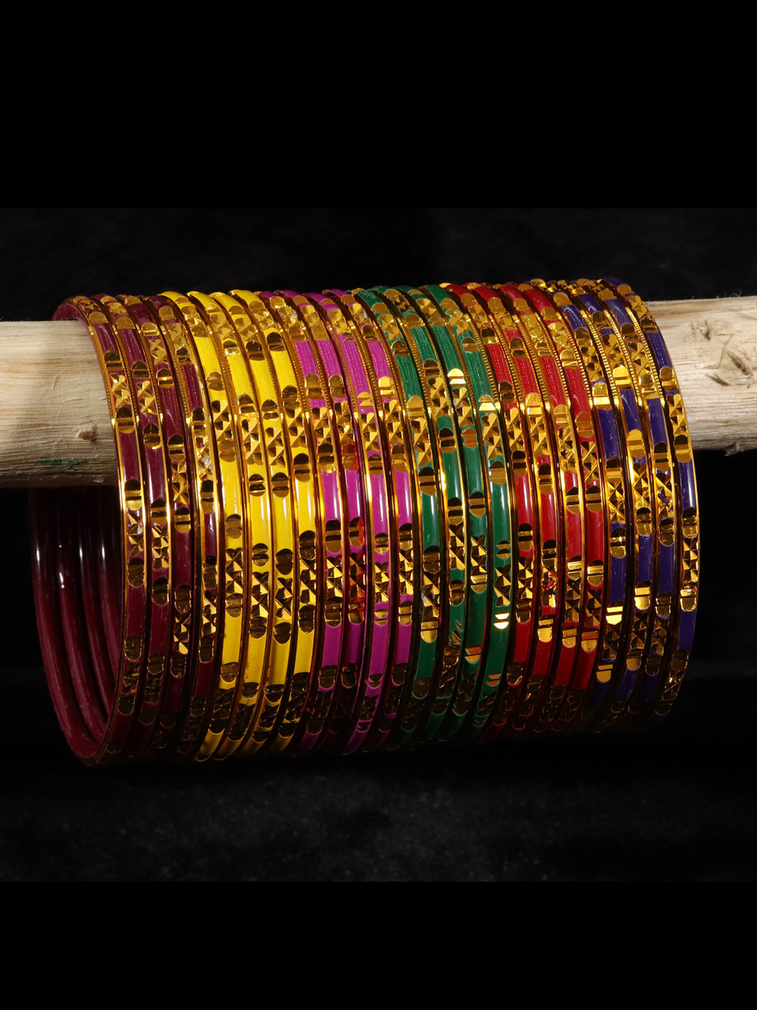 Buy NMII Cutting Pattern Worked Glossy Finished Bangles Set - Bangle ...