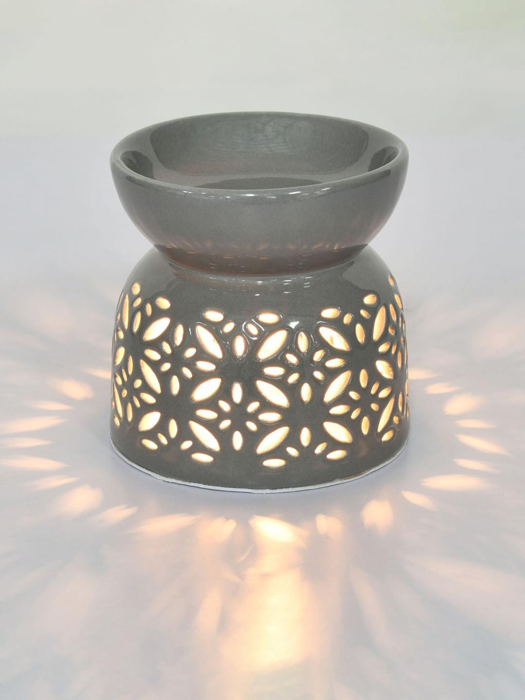 Buy Athome By Nilkamal Grey Petal Cutwork Electric Aroma Oil Diffuser - Aroma Oil Diffusers for ...