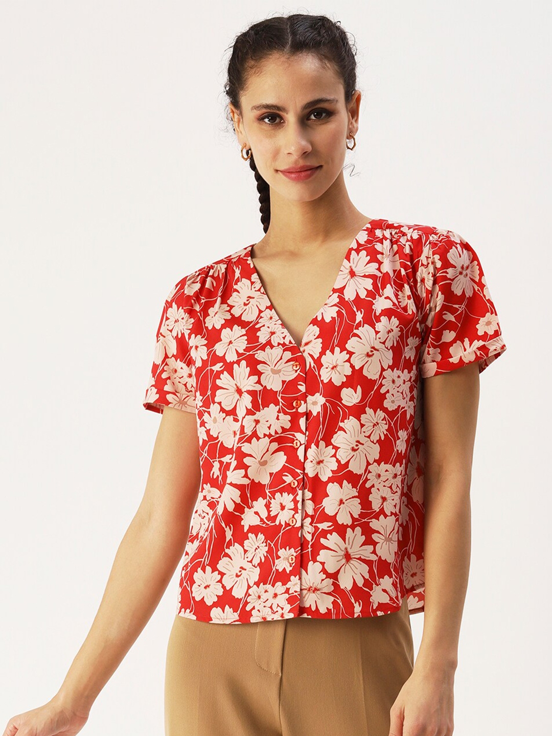 Buy Dressberry Floral Printed V Neck Top Tops For Women 21054872 Myntra