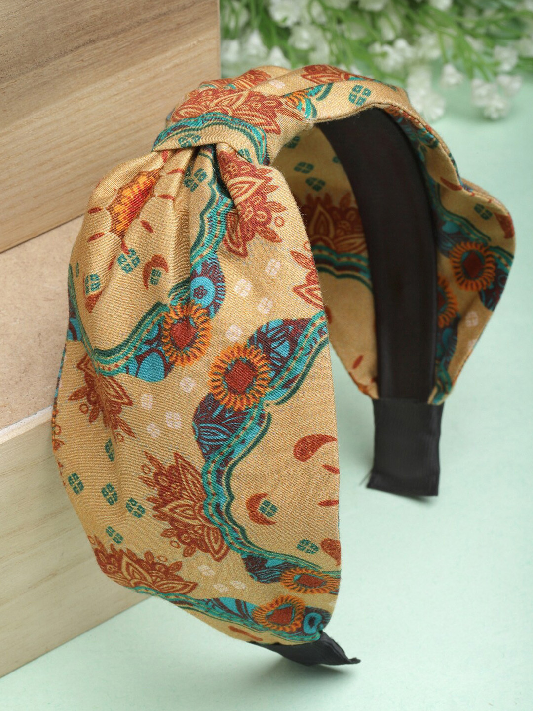 Buy SHAYE Women Mustard & Blue Hairband With Knot Detail - Hair ...