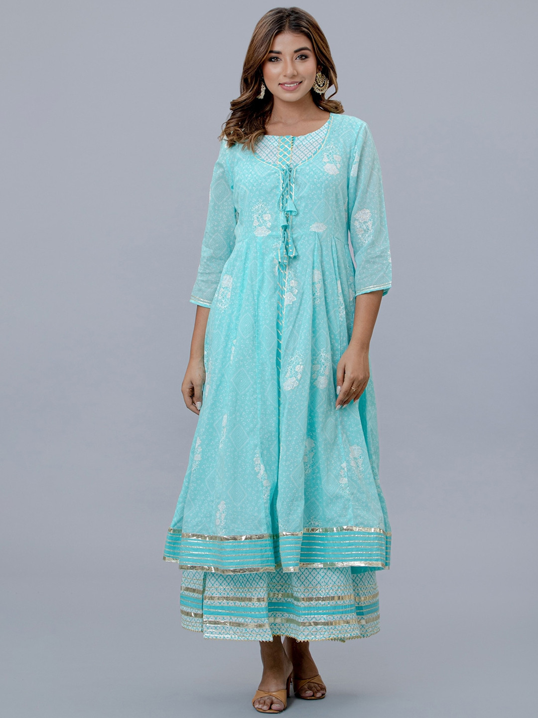 Buy EtnicaWear Women Ethnic Motifs Printed Gotta Patti Anarkali Pure