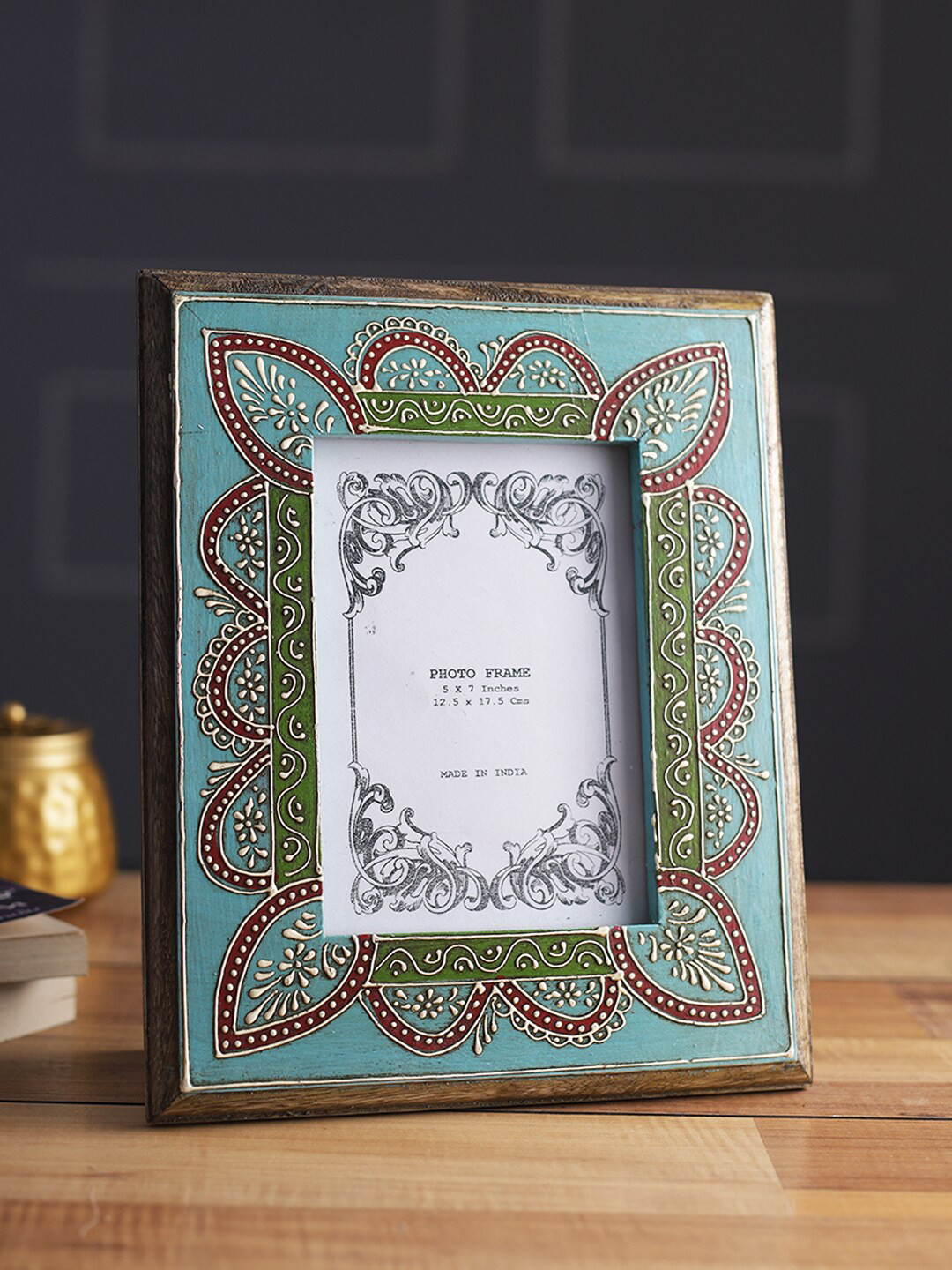 Buy Aapno Rajasthan Blue & Red Printed Wooden Photo Frame - Photo ...