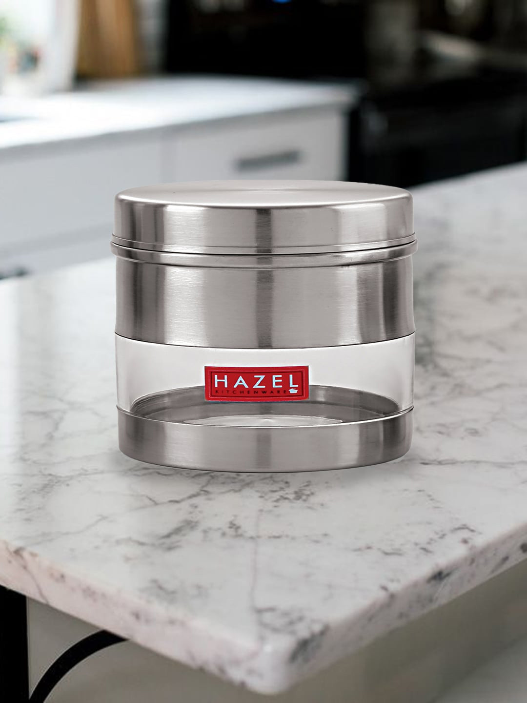 Buy HAZEL Set Of 3 Stainless Steel See Through Storage Containers 750 ...