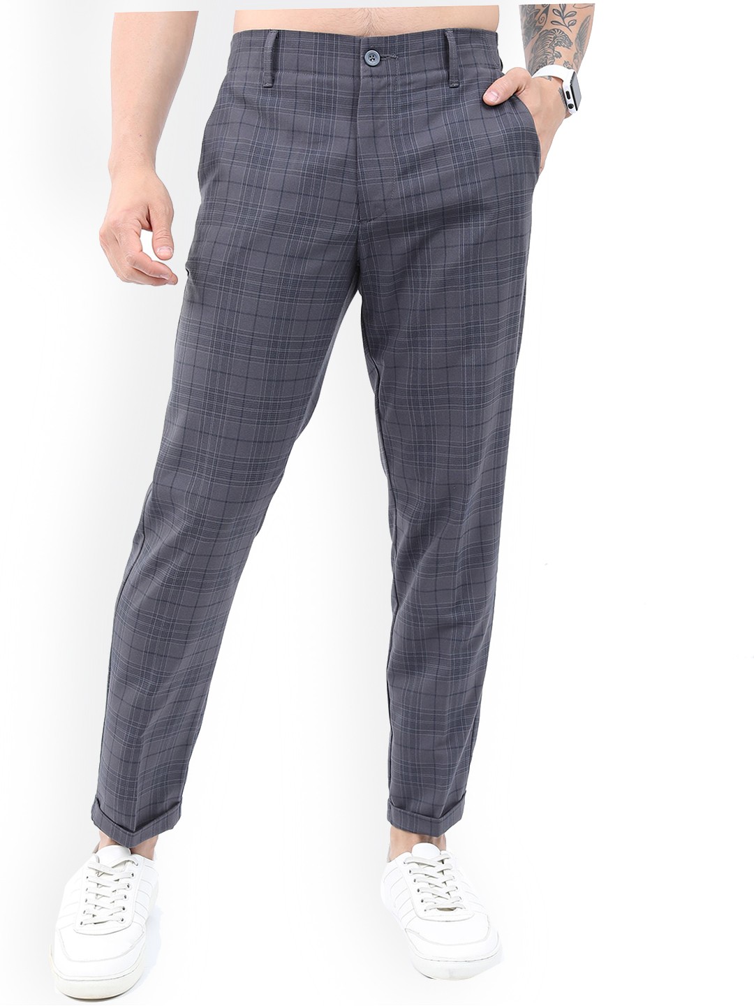 Buy Highlander Men Slim Fit Smart Formal Trousers With Elasticated