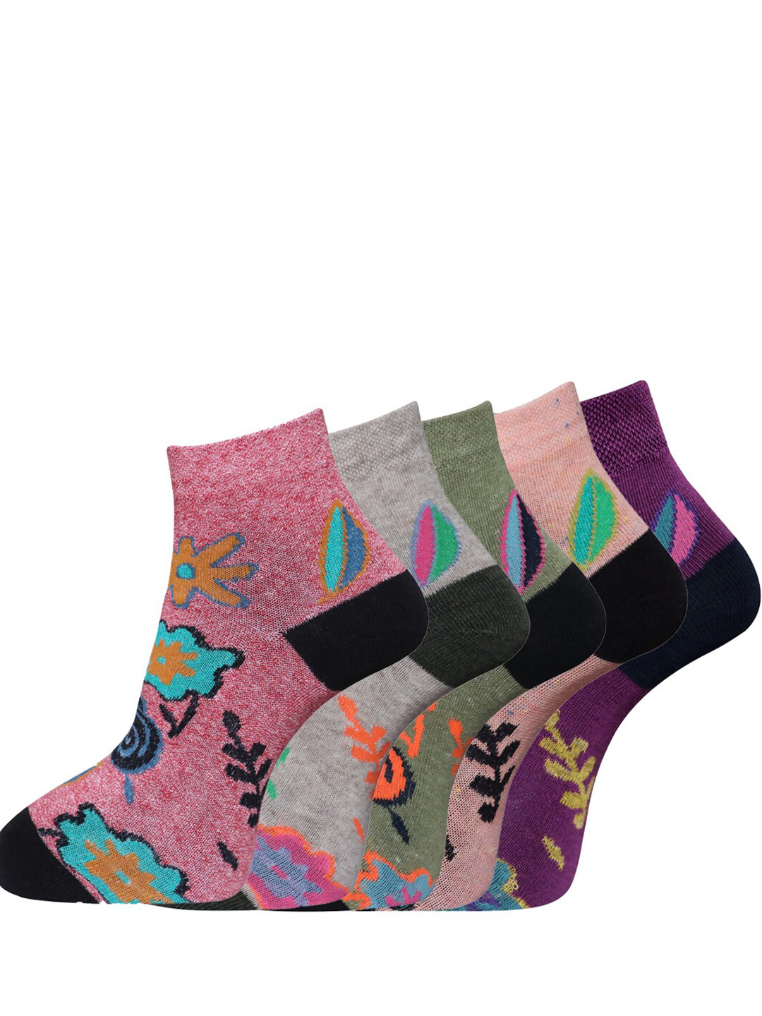 Buy Dollar Socks Women Pack Of 5 Assorted Cotton Ankle Length Socks ...