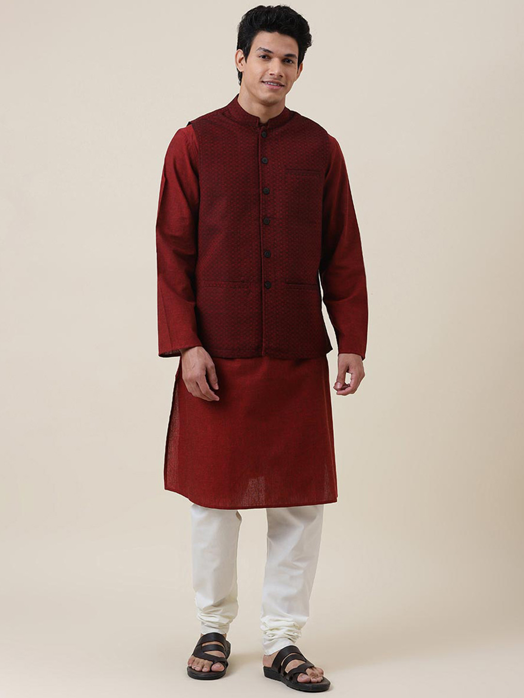 Buy Fabindia Men Pure Cotton Kurta With Churidar - Kurta Sets for Men ...