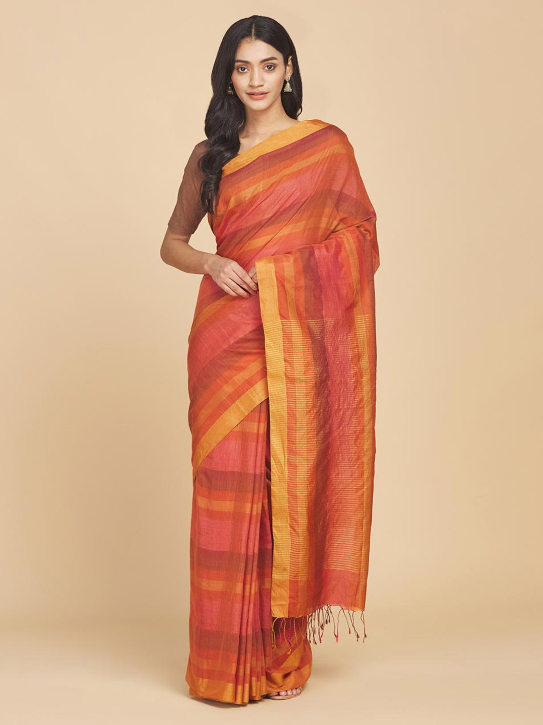 Buy Fabindia Striped Silk Cotton Saree - Sarees for Women 21069216 | Myntra
