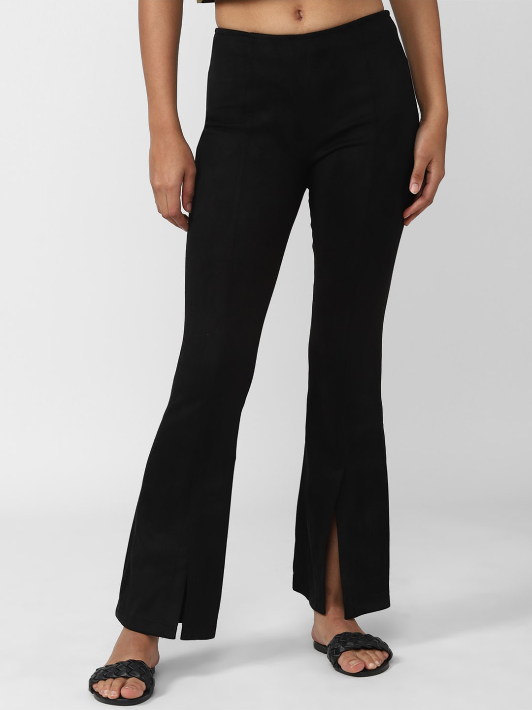 Buy FOREVER 21 Women Black Bootcut Trouser - Trousers for Women ...