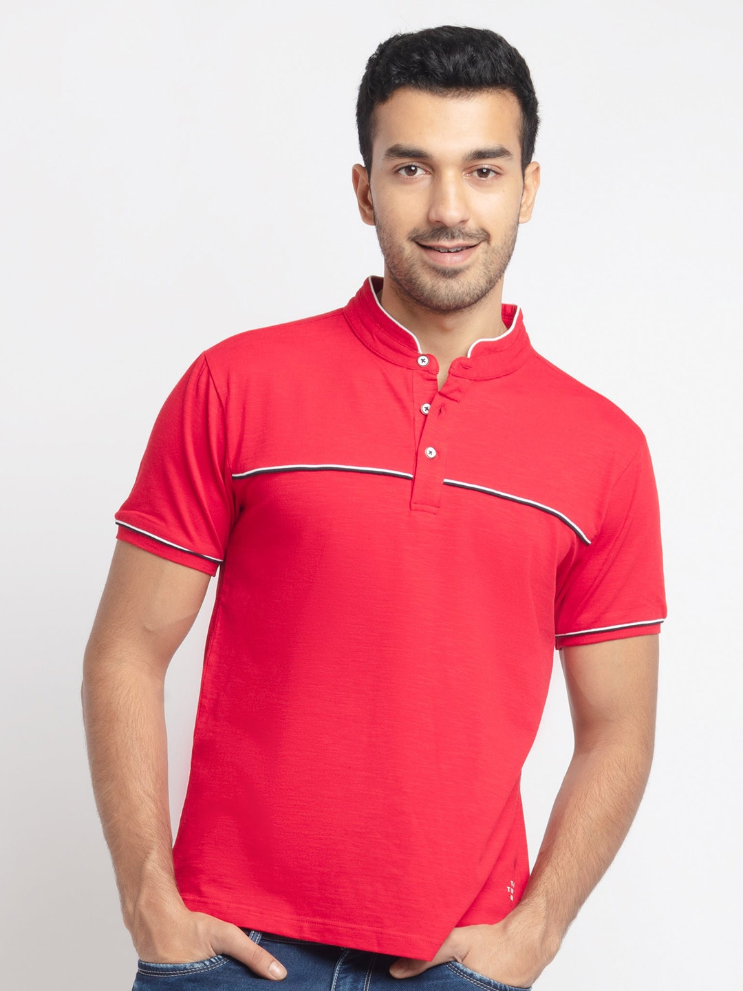 Buy Status Quo Men Mandarin Collar Cotton T Shirt Tshirts For Men