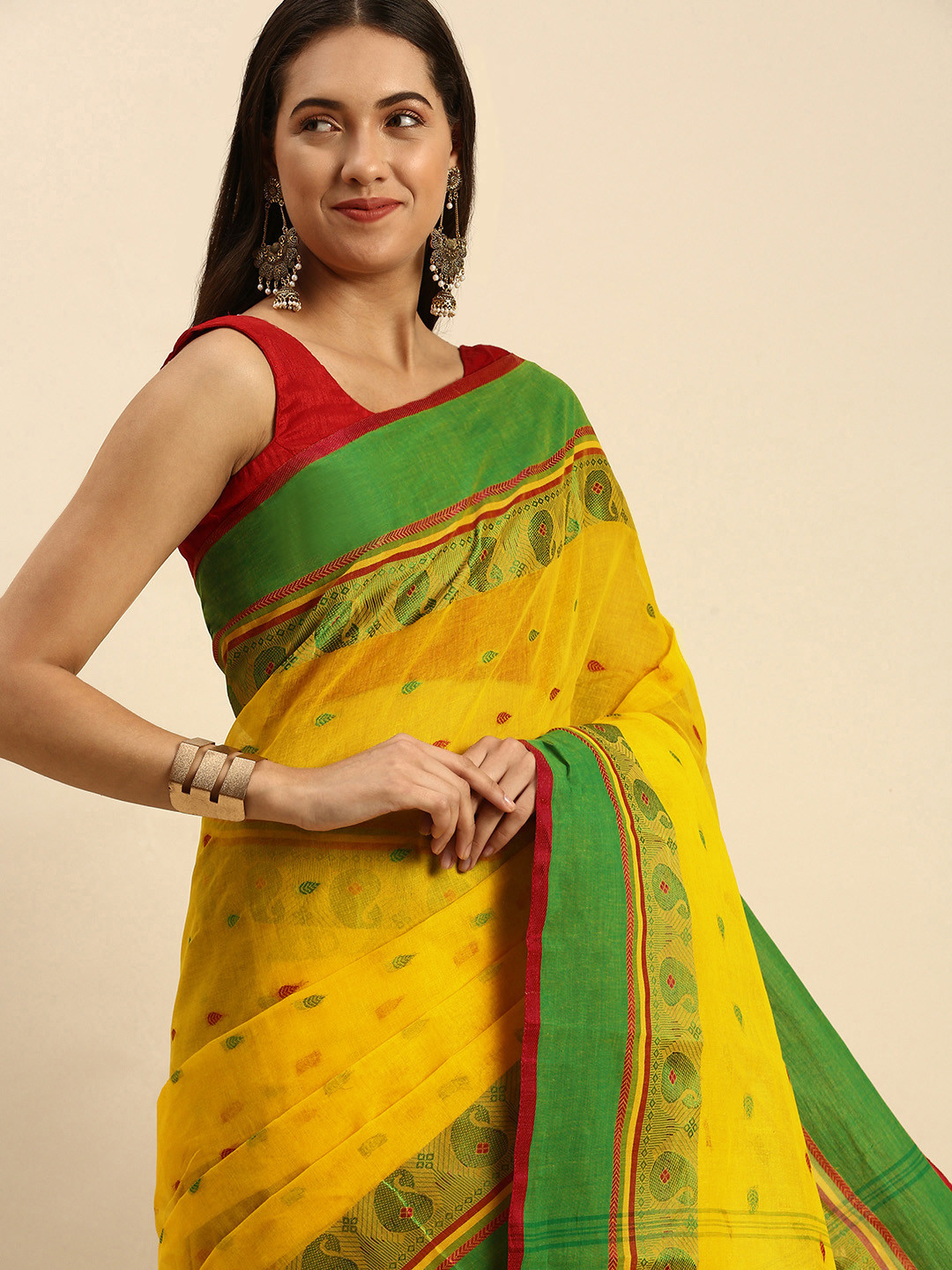 Buy DESH BIDESH Woven Minakari Kolka Design Pure Cotton Bengal Taant ...