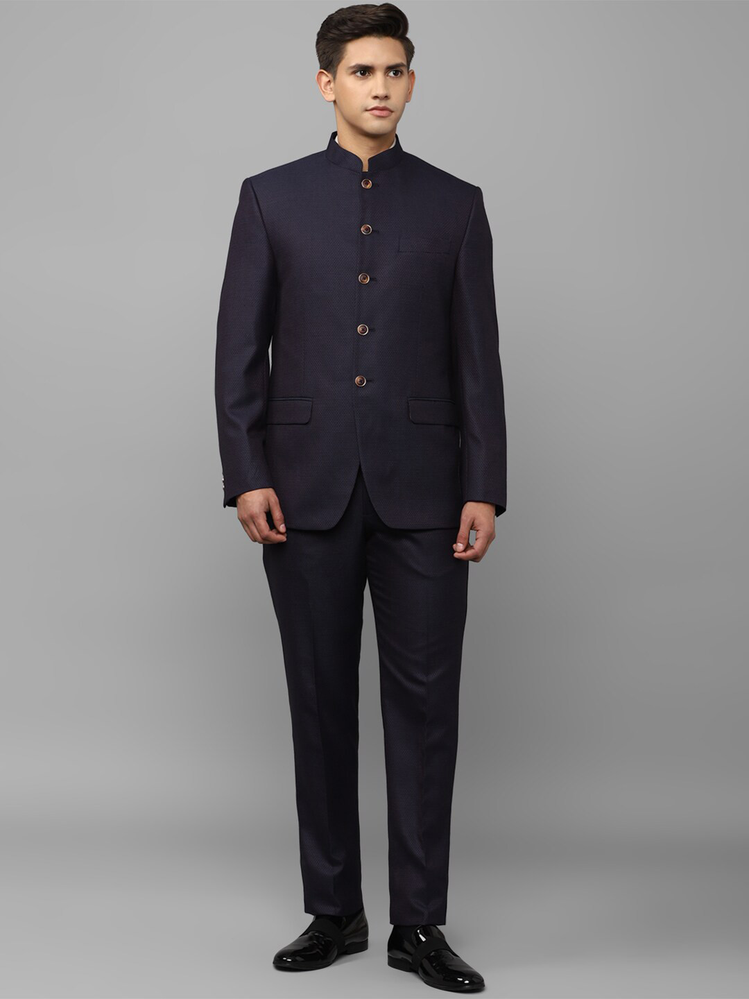 Buy Louis Philippe Men Self Design Two Piece Bandhgala Suits - Suits ...
