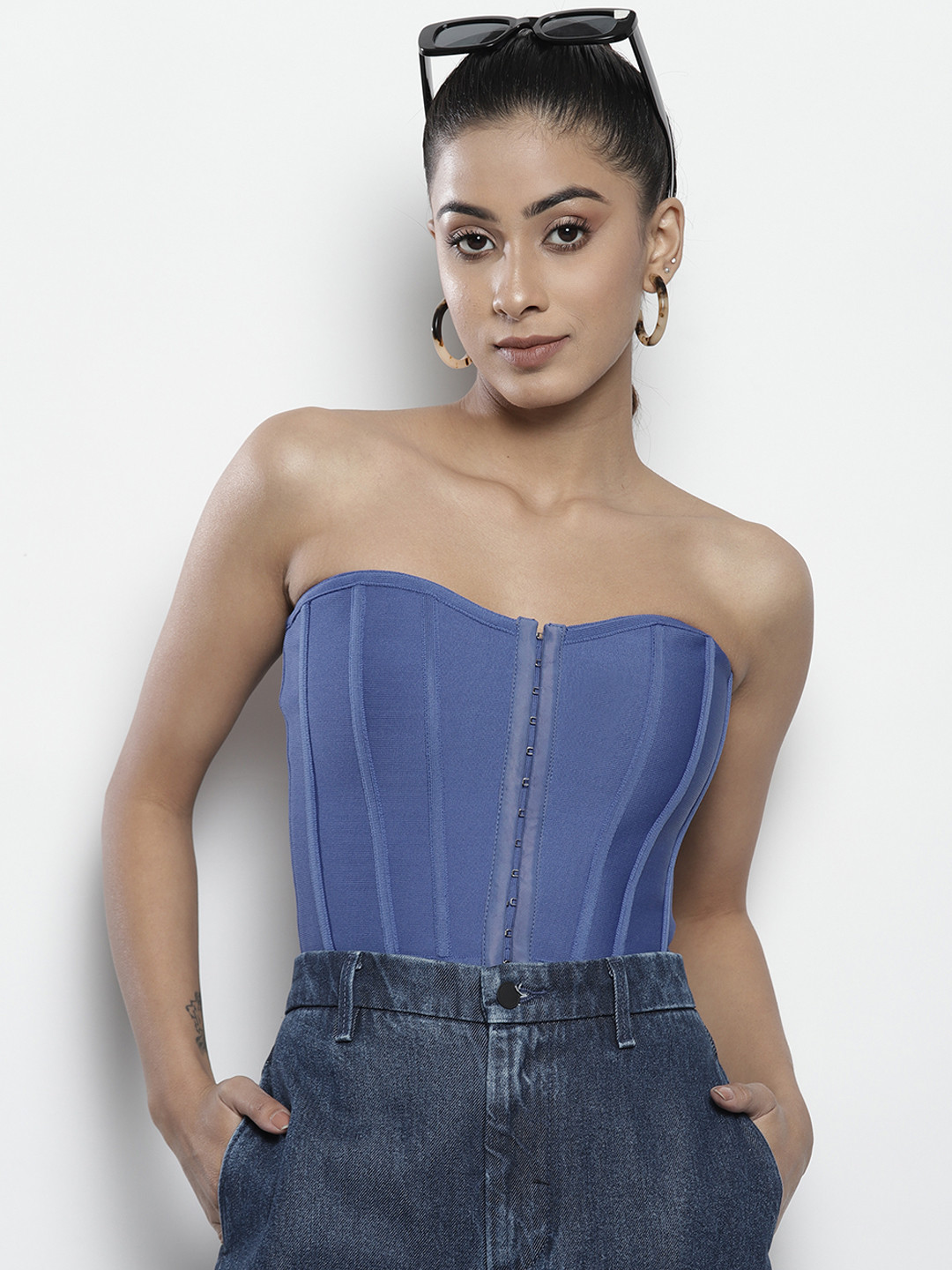 Buy Boohoo Women Wired Hook & Eye Corset Top - Corset for Women ...