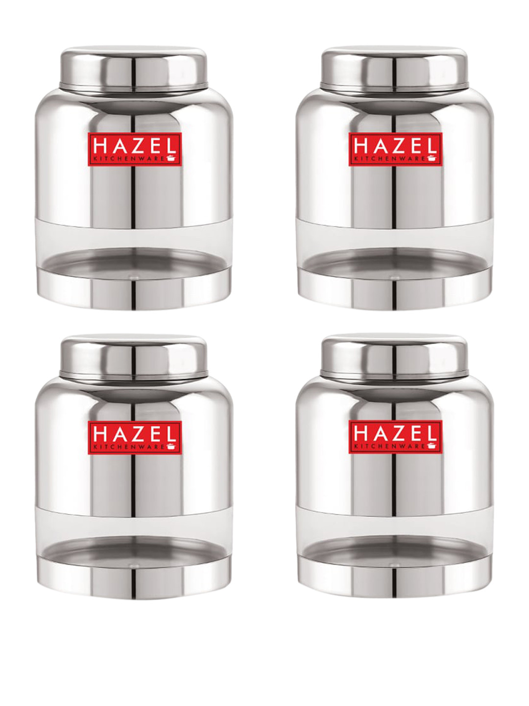Buy HAZEL Set Of 4 Stainless Steel Kitchen Storage Containers 1.5 L ...