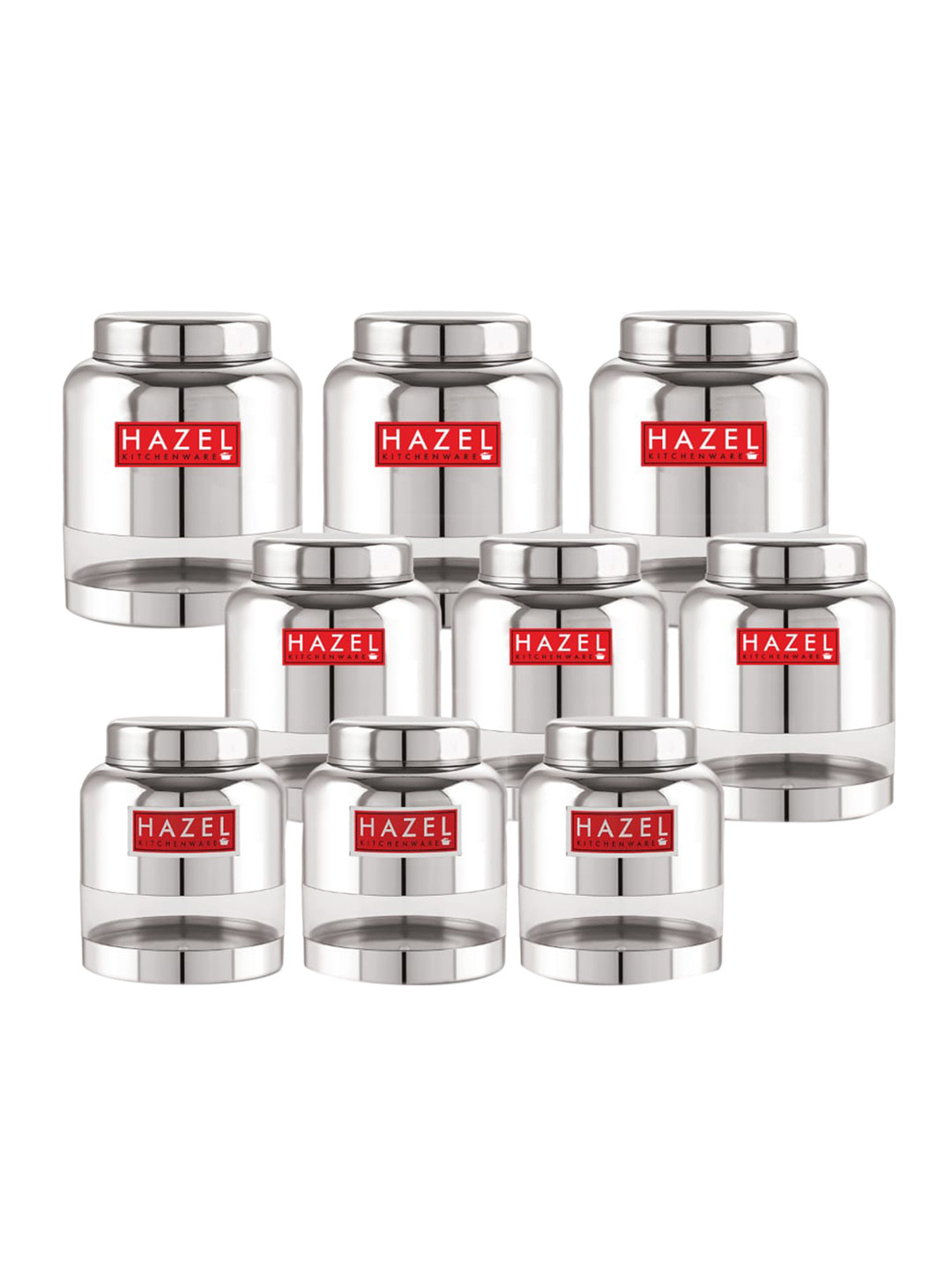 Buy HAZEL Set Of 9 Stainless Steel See Through Kitchen Storage Jars ...