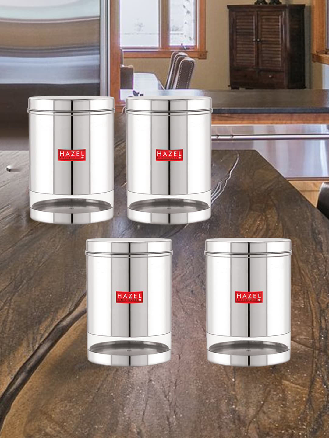 Buy HAZEL Set Of 4 Stainless Steel Transparent See Through Food ...