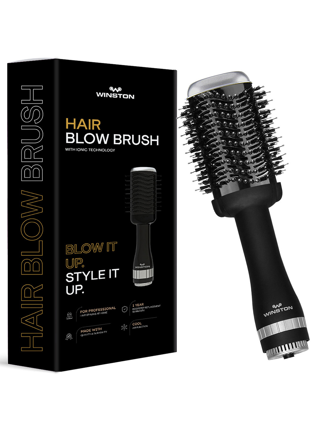 Buy WINSTON Hair Blow Brush & Volumizer With Multiple Air Setting Black ...
