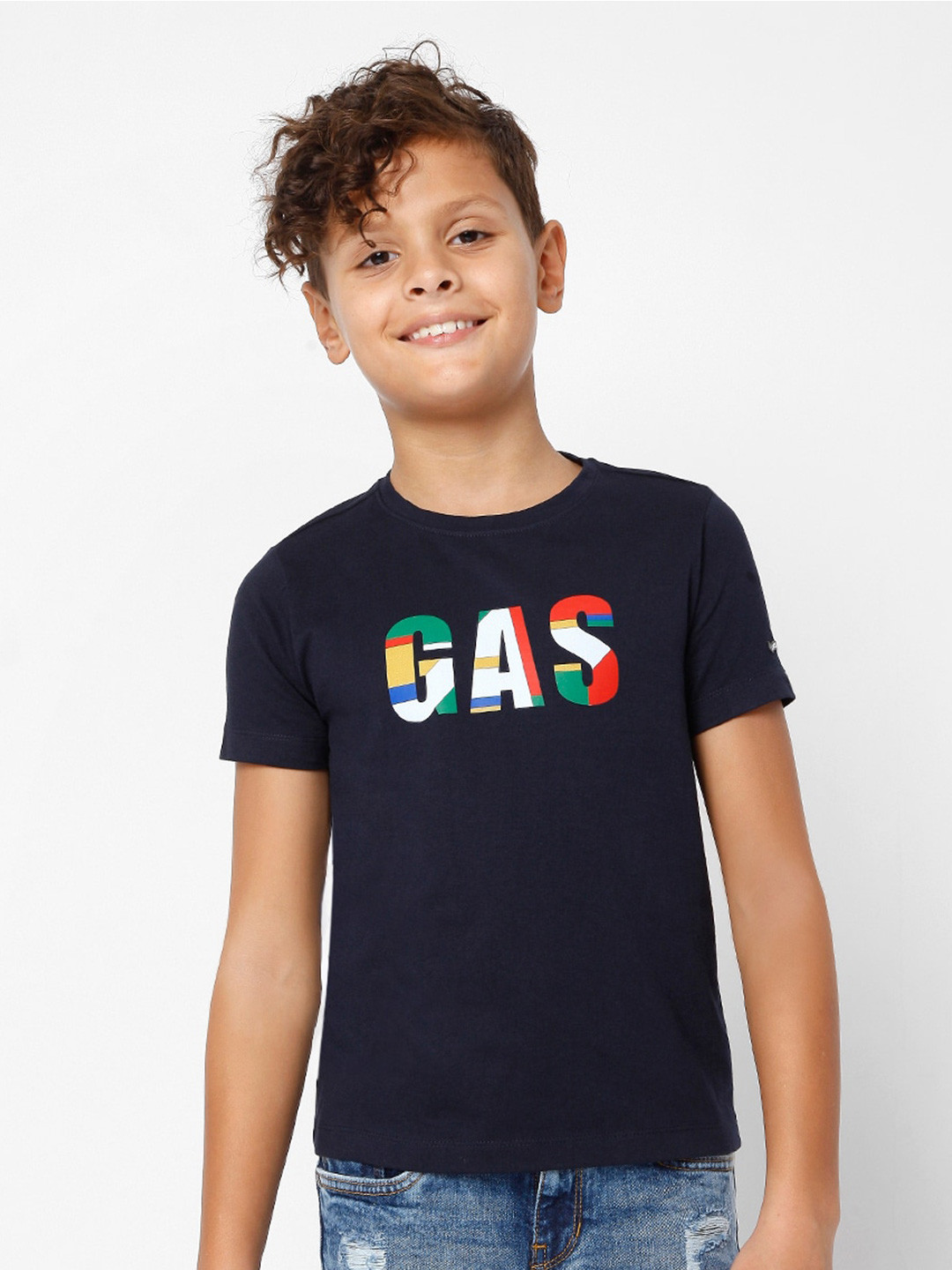 Buy GAS Boys Brand Logo Printed Applique Slim Fit T Shirt - Tshirts for ...