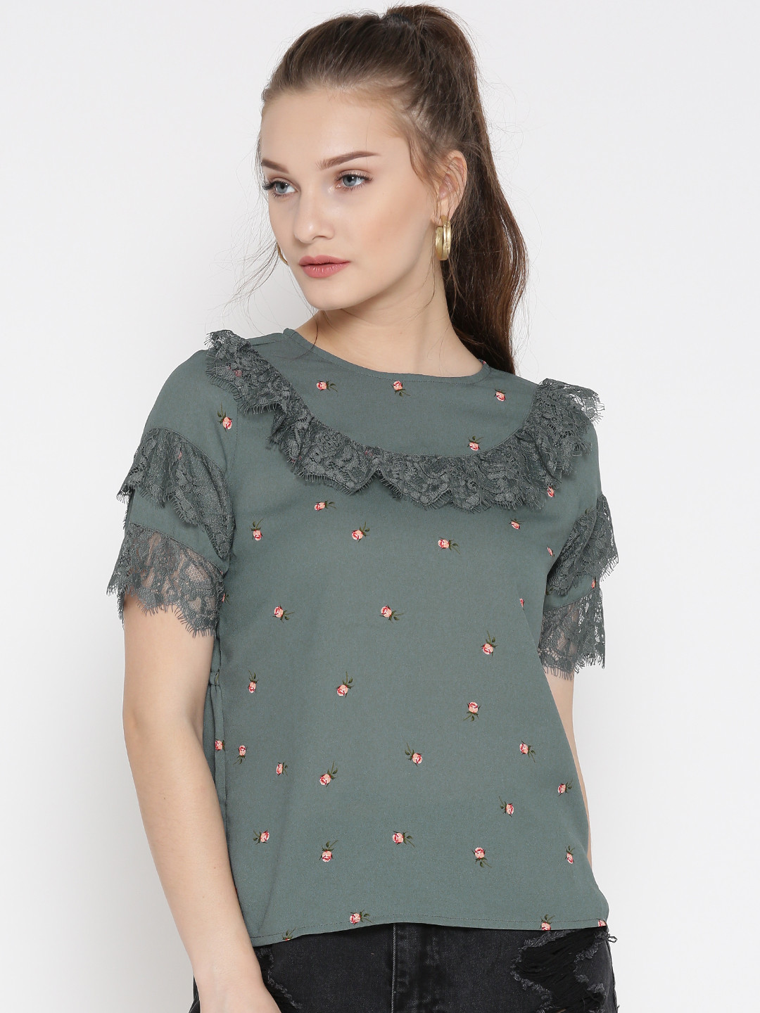 Buy ONLY Women Grey Printed Styled Back Top - Tops for Women 2108596 ...