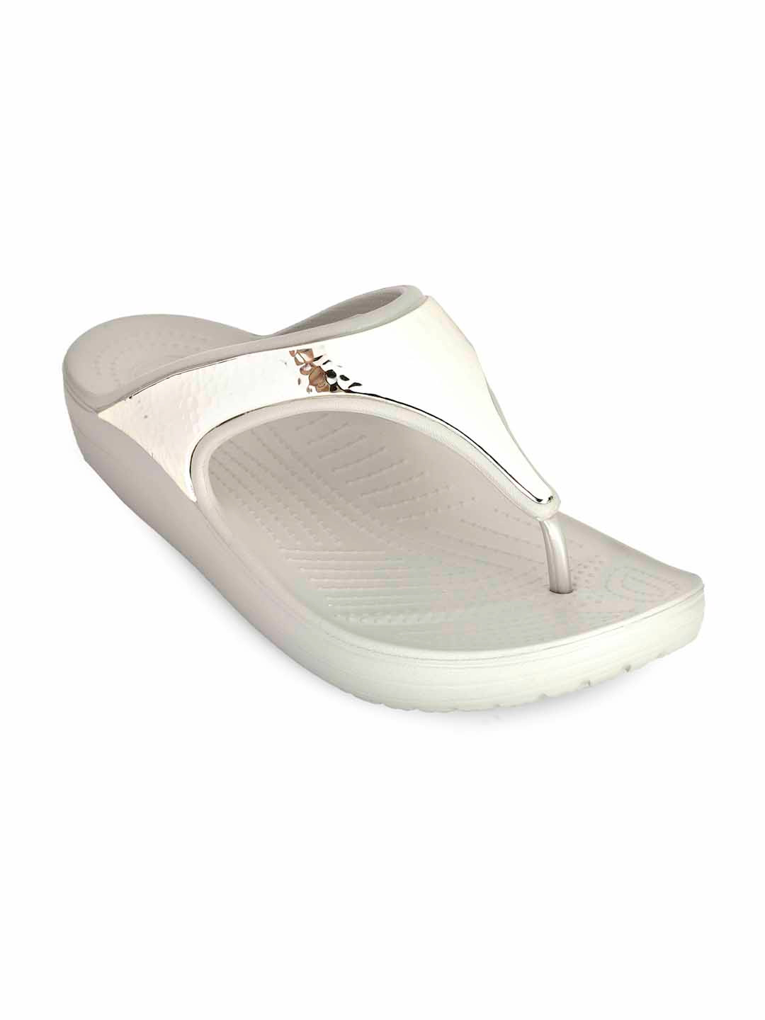 Buy Crocs Sloane Women Gold Toned White Croslite Slip Ons - Flip Flops ...