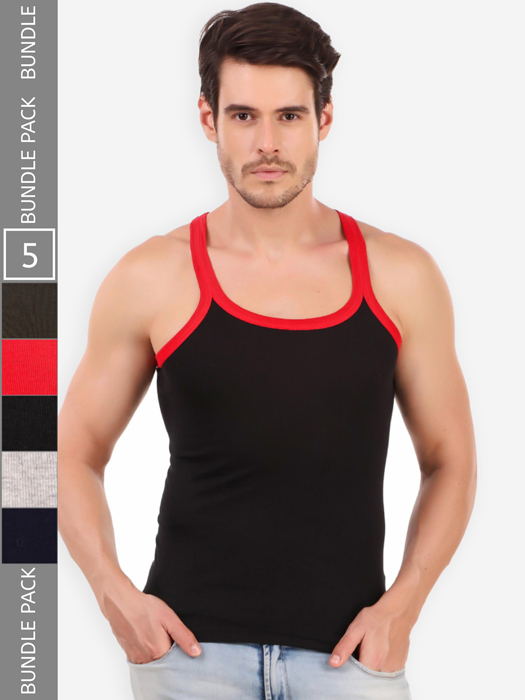 Buy HAP Men Pack Of 5 Assorted Cotton Gym Vest - Innerwear Vests for ...