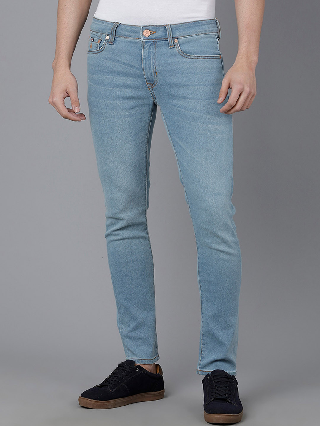 Buy Double Two Men Lean Slim Fit Low Rise Light Fade Stretchable Jeans ...