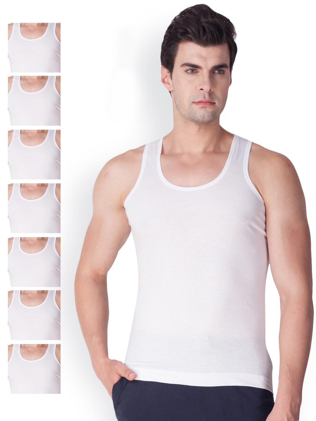 Buy LUX VENUS Pack Of 8 Innerwear Vests VENUS_WH_RN - Innerwear Vests ...