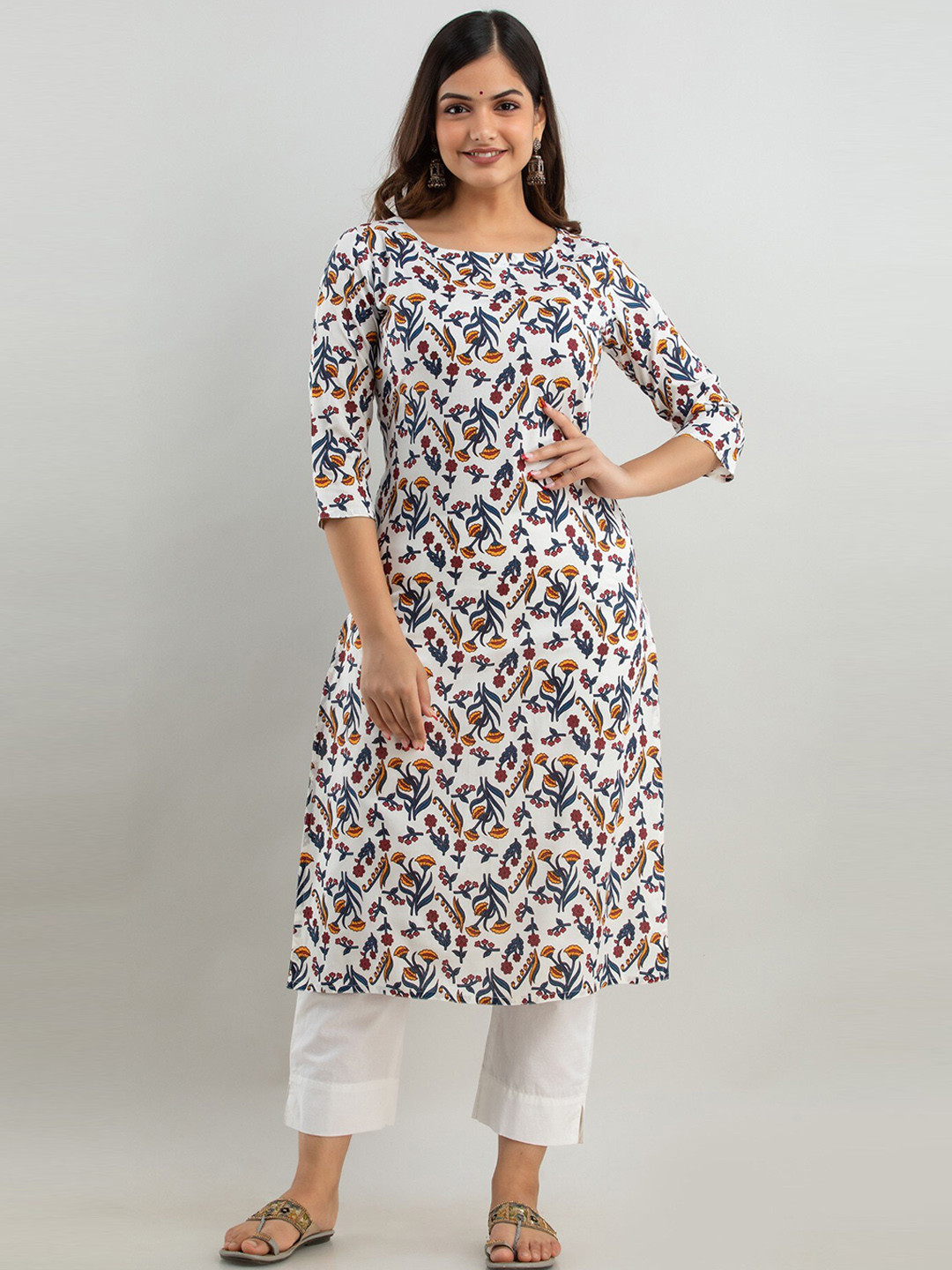 Buy Women Touch Floral Printed A Line Regular Kurta - Kurtas for Women ...