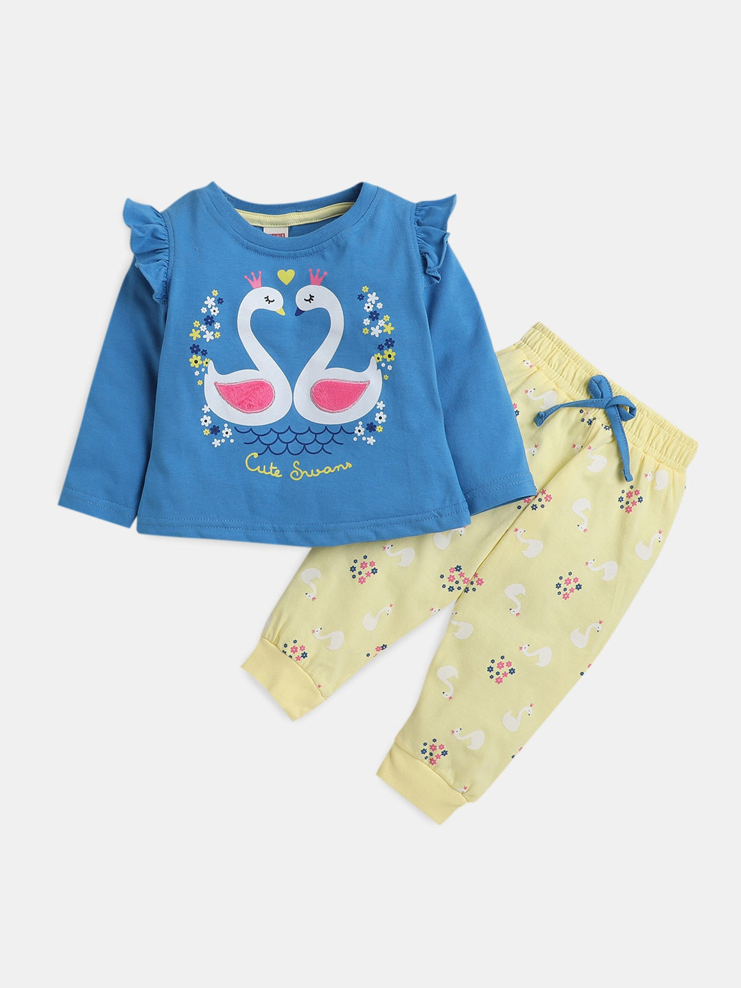 Buy Hopscotch Girls Printed Pure Cotton T Shirt With Pyjamas - Clothing ...