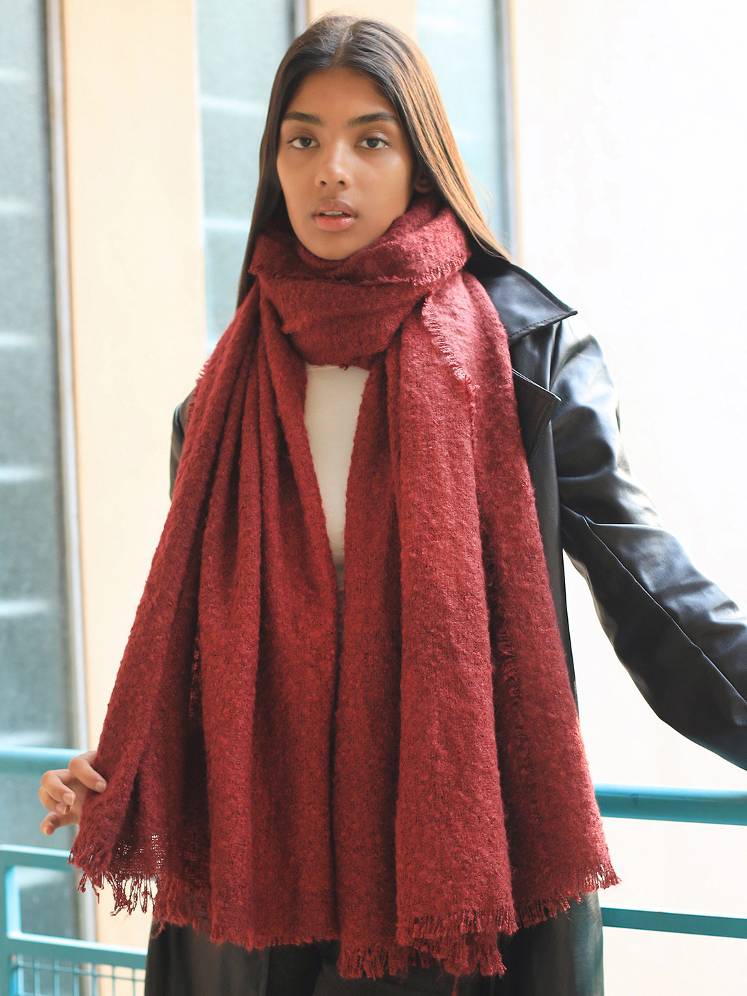 Buy Ayesha Women Maroon Woolen Winter Scarf - Scarves for Women ...
