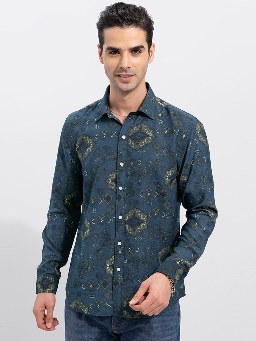 Buy Snitch Men Slim Fit Printed Cotton Casual Shirt - Shirts for Men ...