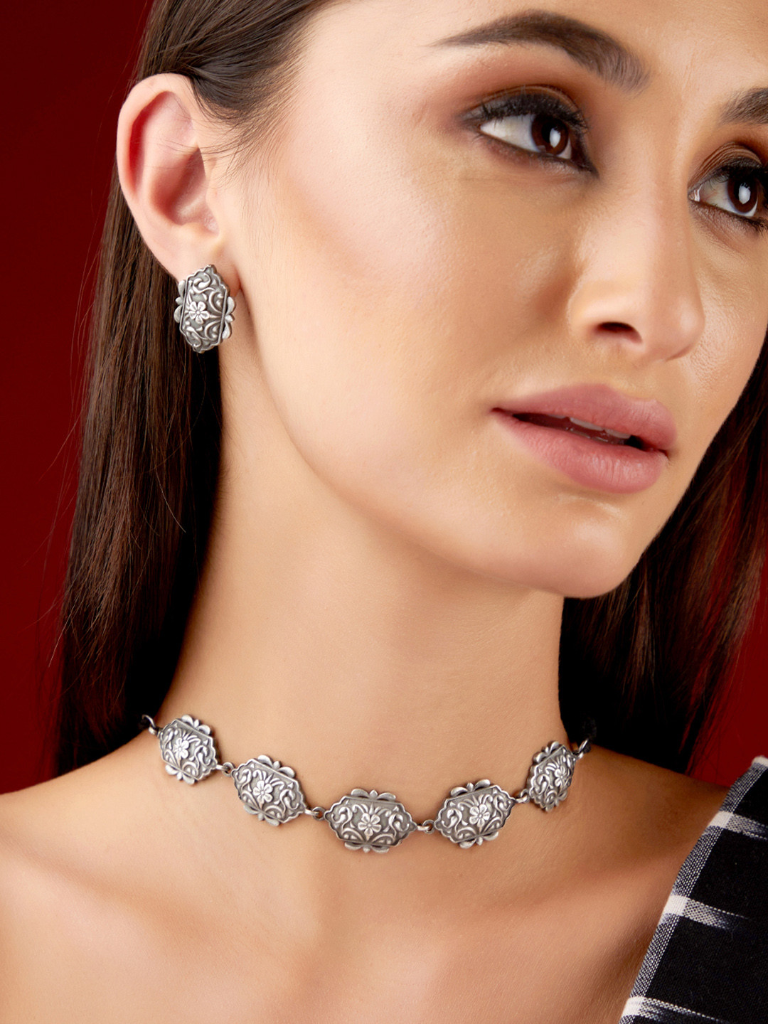 Buy Rubans Silver Plated Jewellery Set - Jewellery Set for Women ...