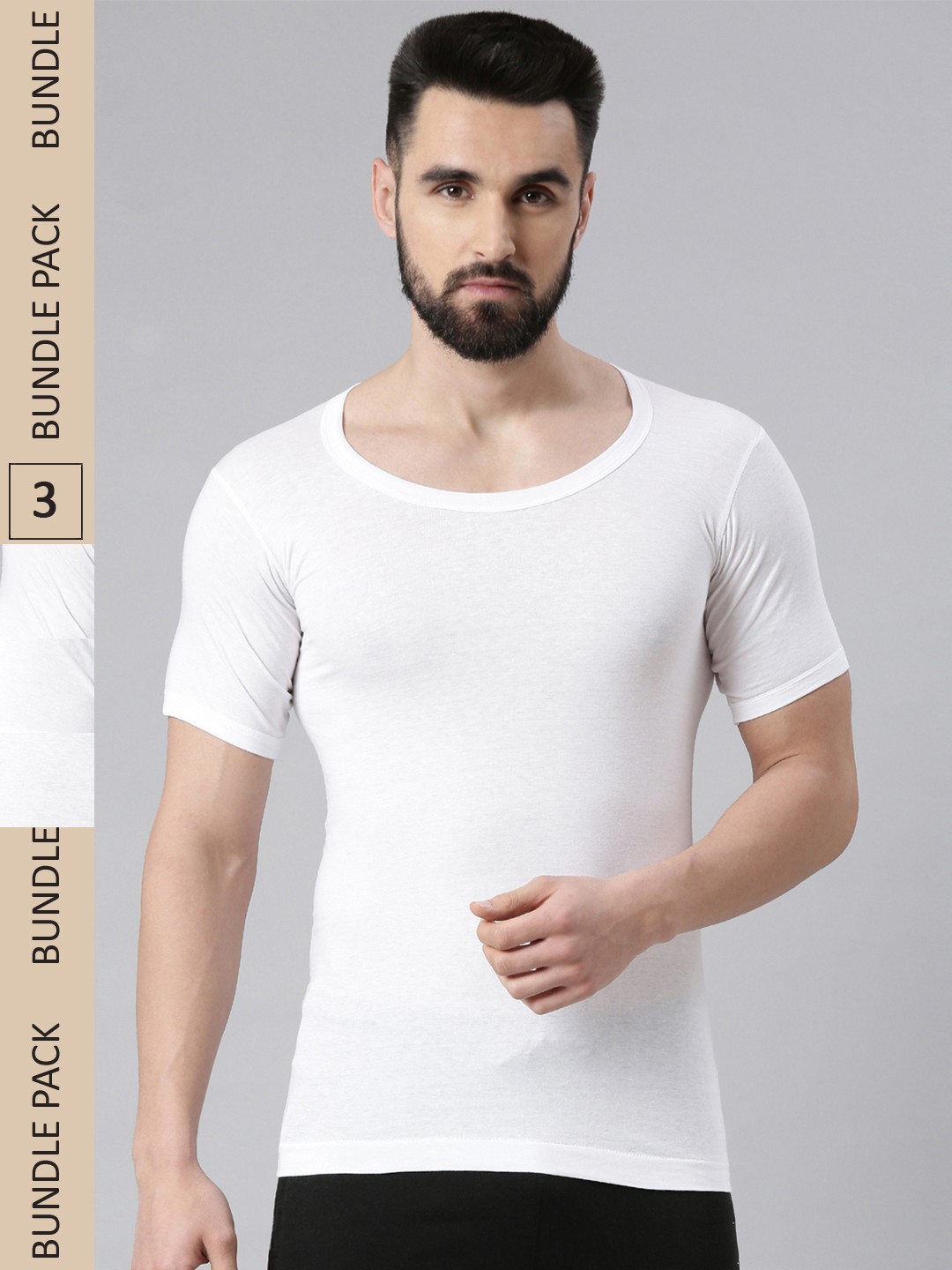 Buy Force Nxt Pack Of 3 White Assorted Innerwear Vests Mnff 142 Po3