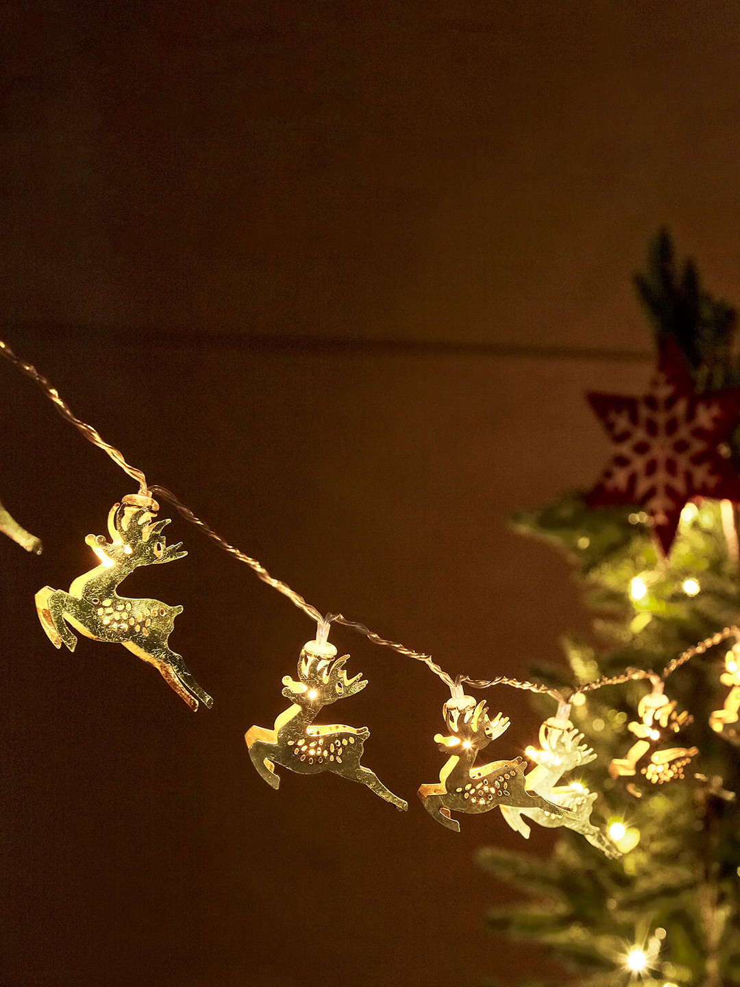 Buy Home Centre Carols Gold Toned Reindeer Metal String Lights - String ...